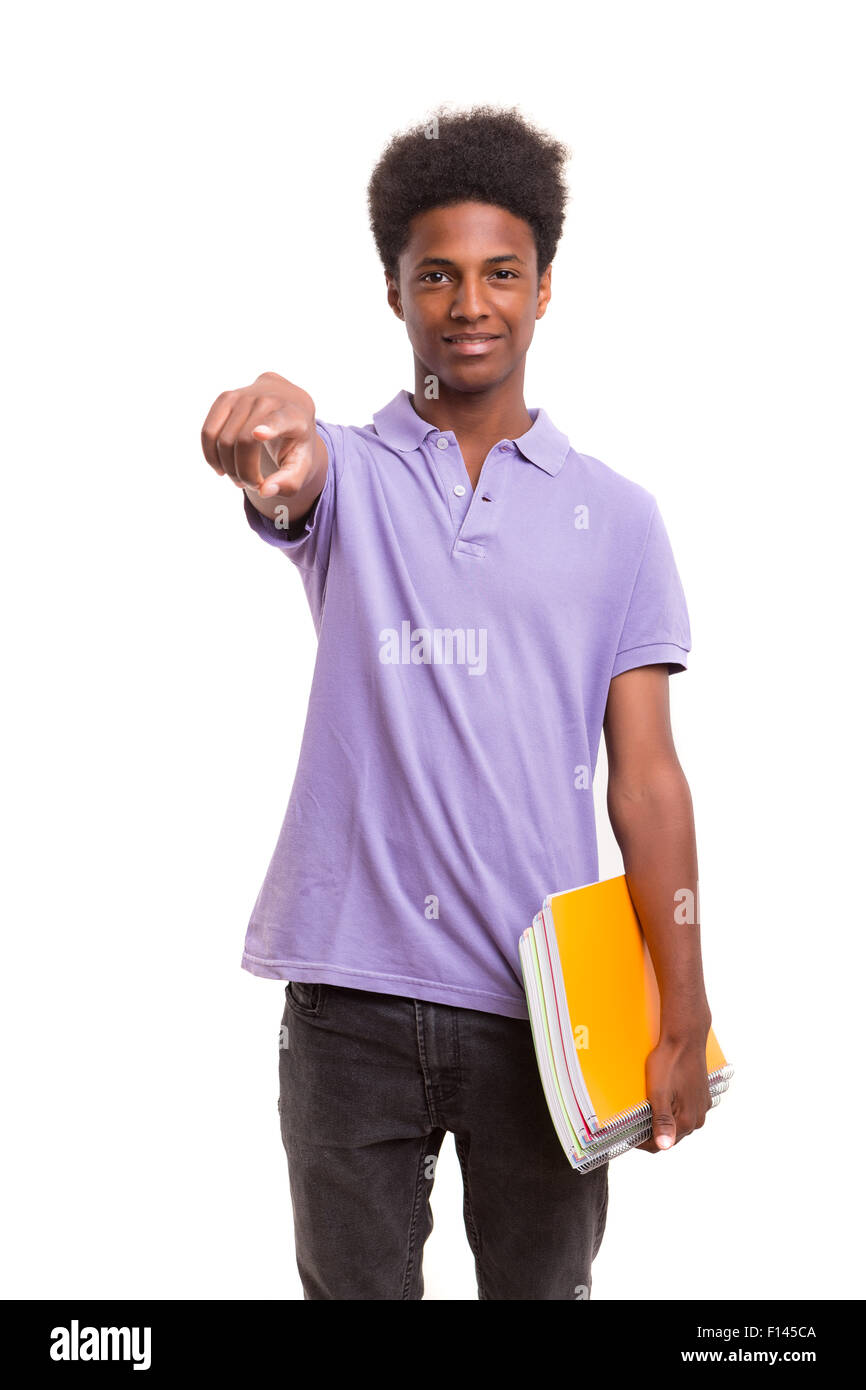 Young african student posing isolated over a white background Stock ...