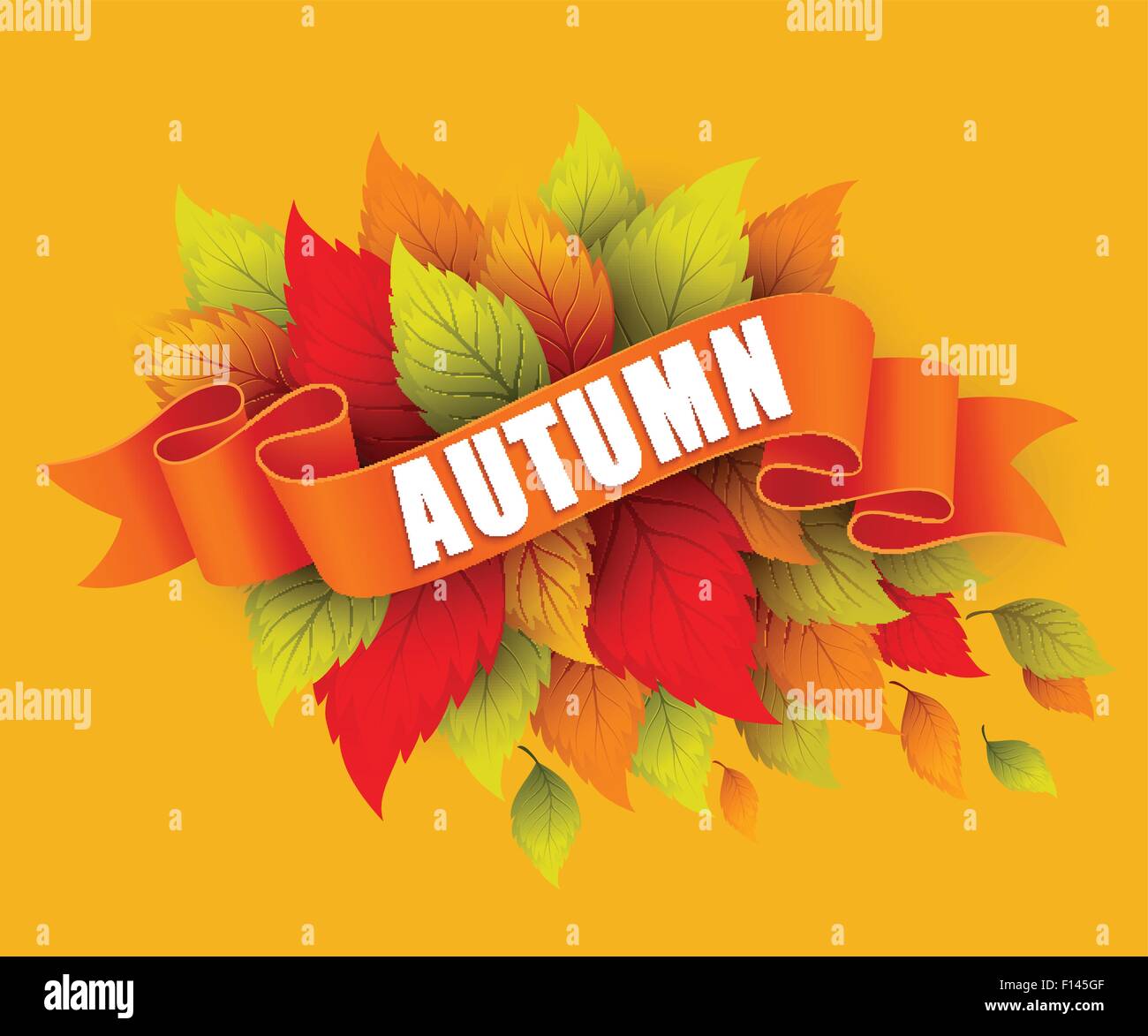 Fall leave with ribbon banner. Vector illustration Stock Vector Image ...