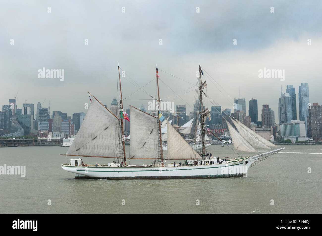 Gazela, a Portuguese barkentine, on the Hudson River in New York City ...