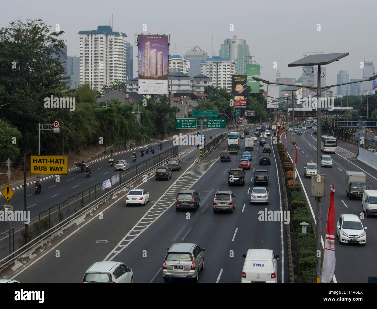 Traffic on a main highway in downtown Jakarta, Indonesia Stock Photo ...