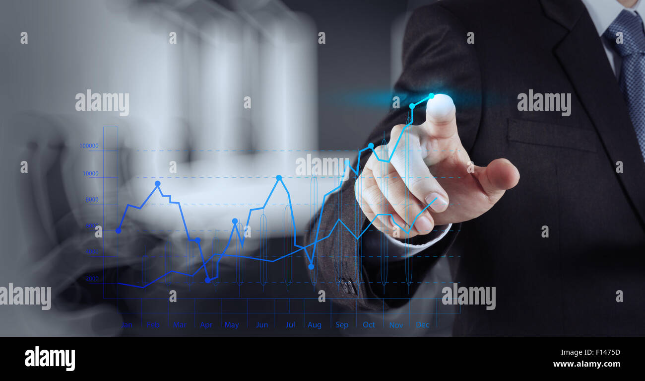 businessman hand working with new modern computer and business strategy ...