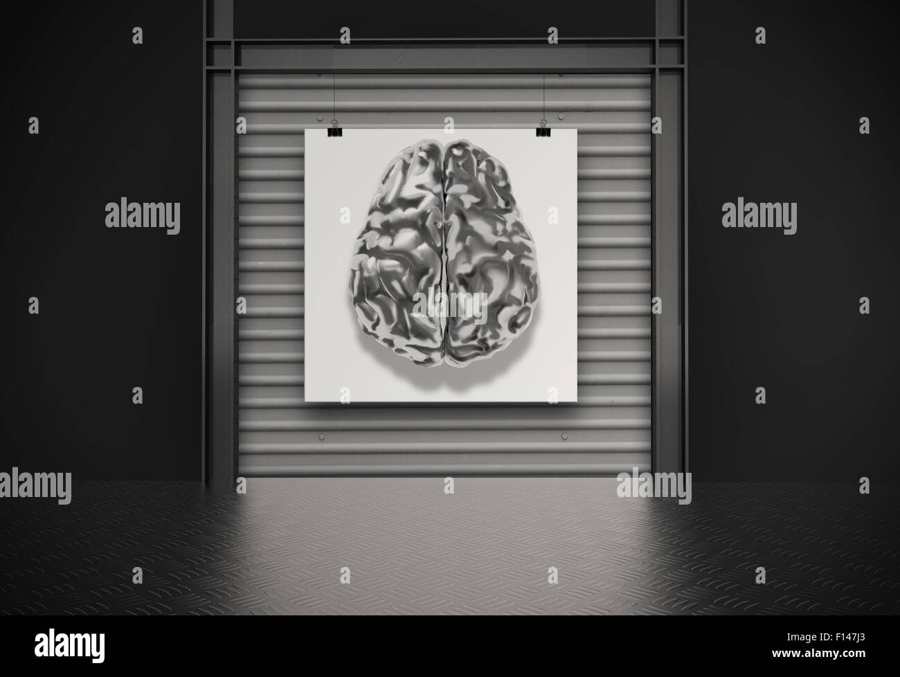 3d metal brain on canvas as concept Stock Photo - Alamy