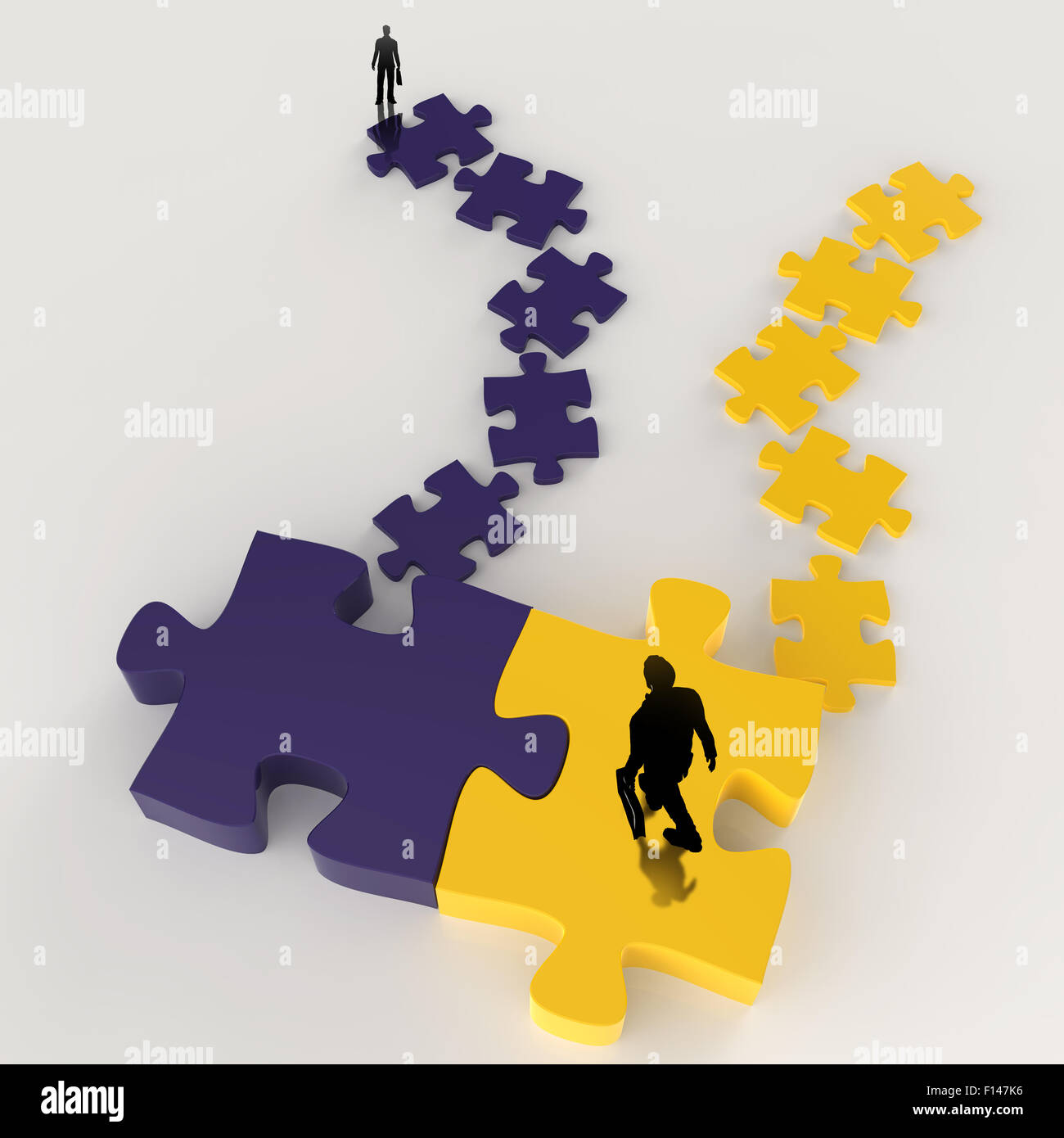 Partnership Puzzle metal 3d and businessman icon as concept Stock Photo ...