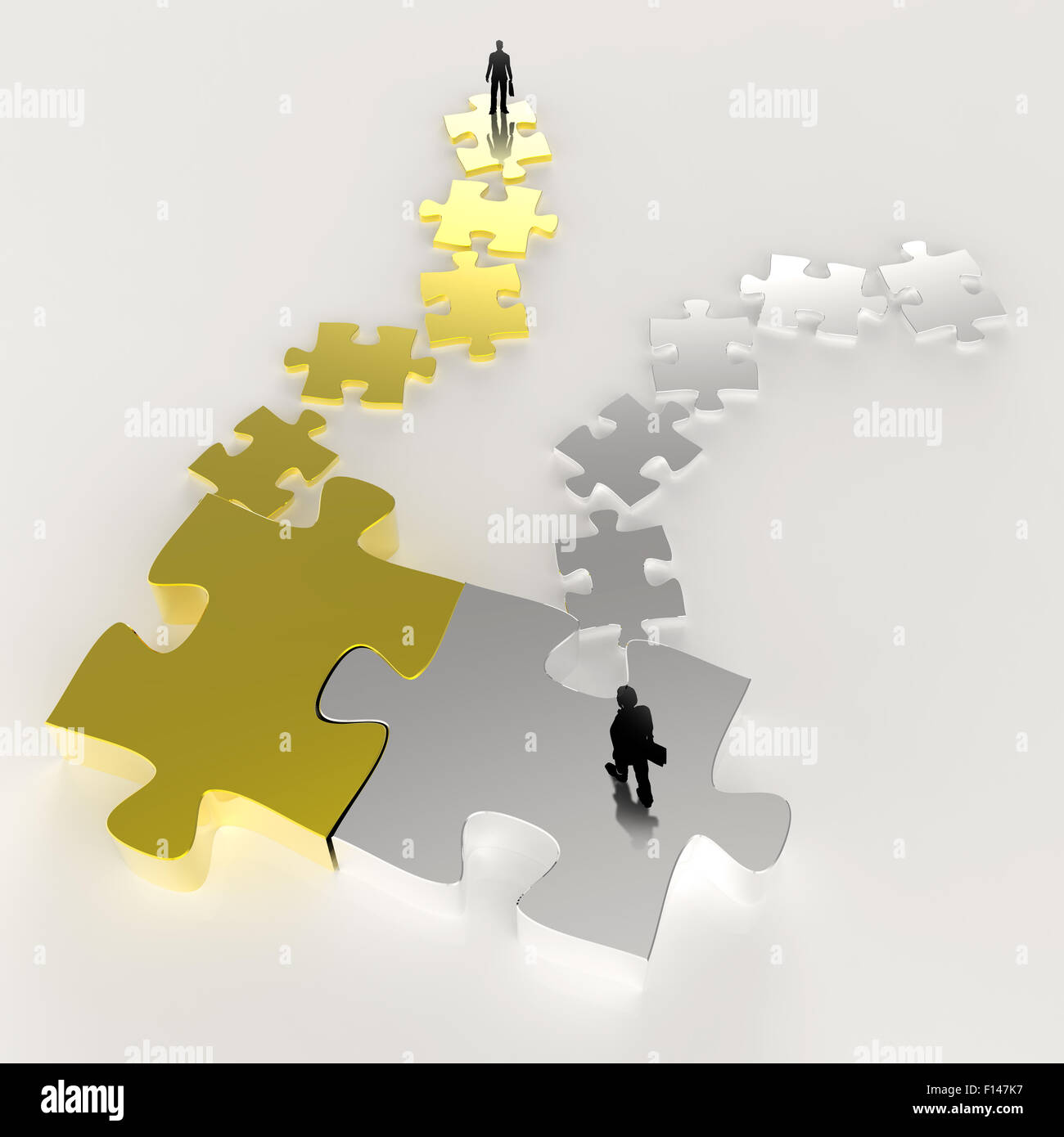 Partnership Puzzle metal 3d and businessman icon as concept Stock Photo ...