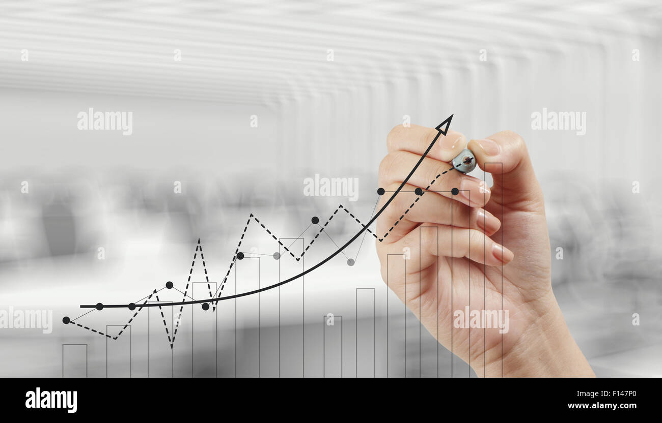hand drawing graph chart and business strategy as concept Stock Photo ...