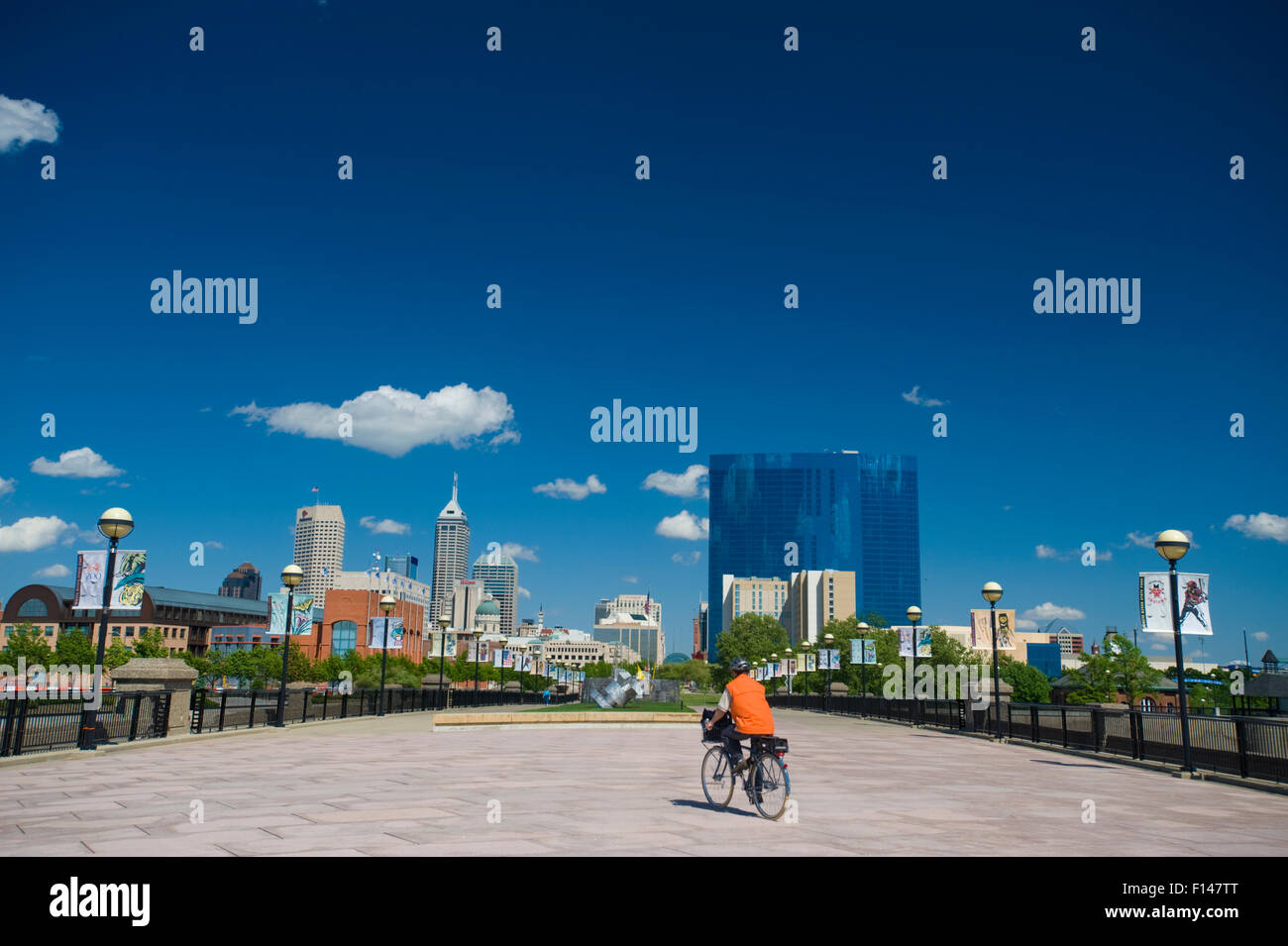 Indianapolis skyline from the White River Trail bridge, Indianapolis ...