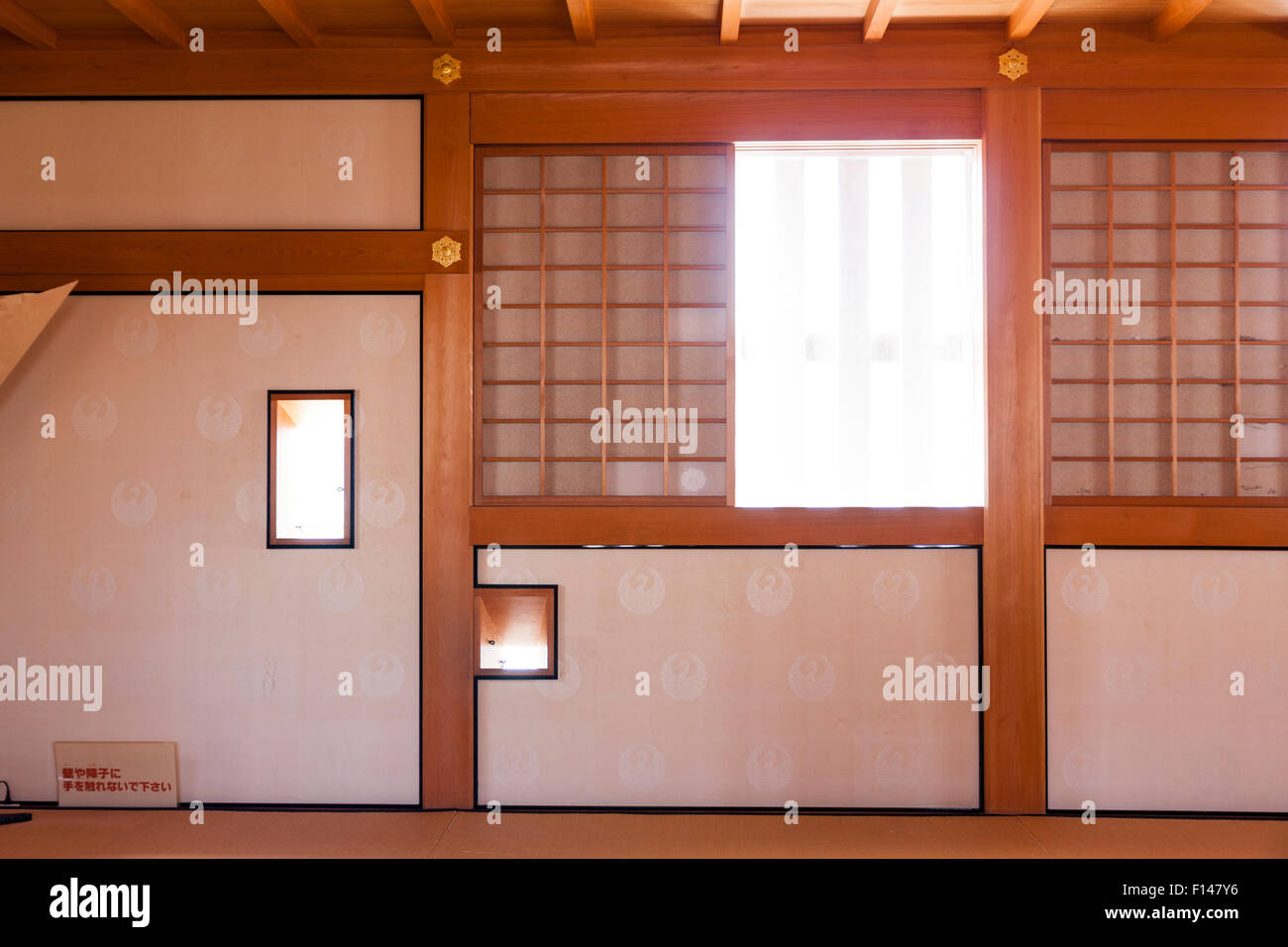 Interior of restored Bitchu Yagura turret at Tsuyama castle, Japan ...