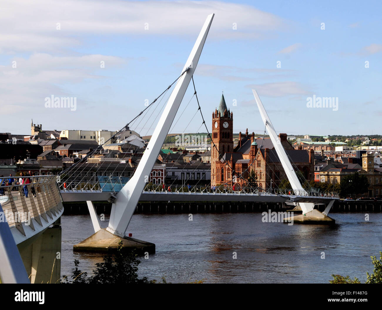IRELAND LONDONDERRY The spectacular Peace Bridge over the Foyle River ...