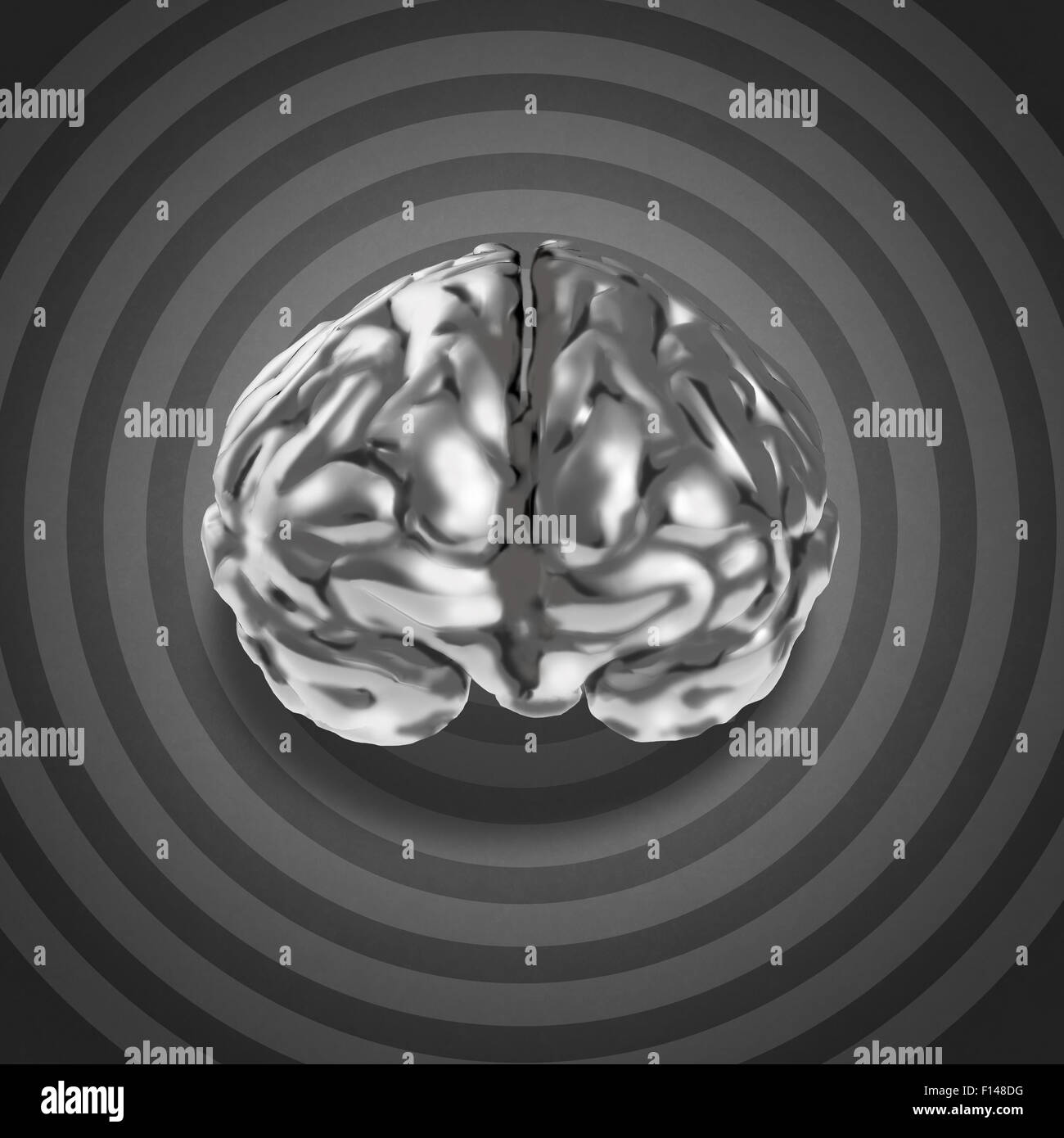 metal brain 3d with retro graphic background as concept Stock Photo - Alamy