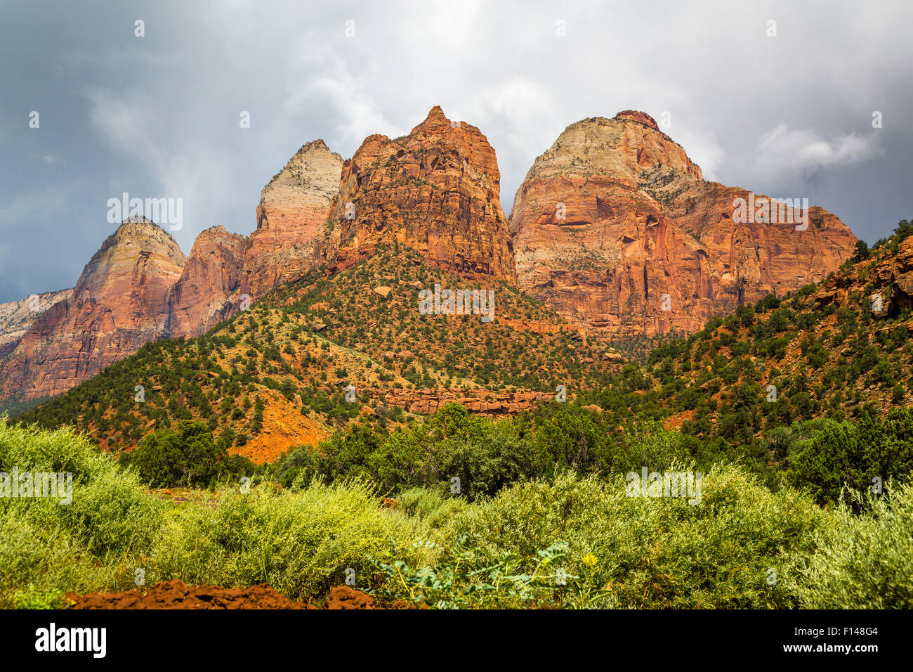 The Three Patriarchs in Zion National Park, Utah, USA Stock Photo - Alamy
