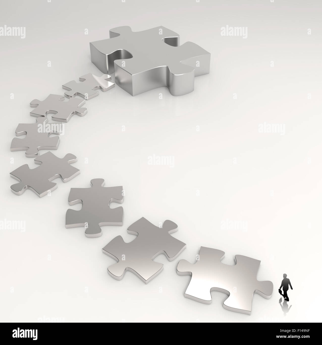 Partnership Puzzle metal 3d and businessman icon as concept Stock Photo ...