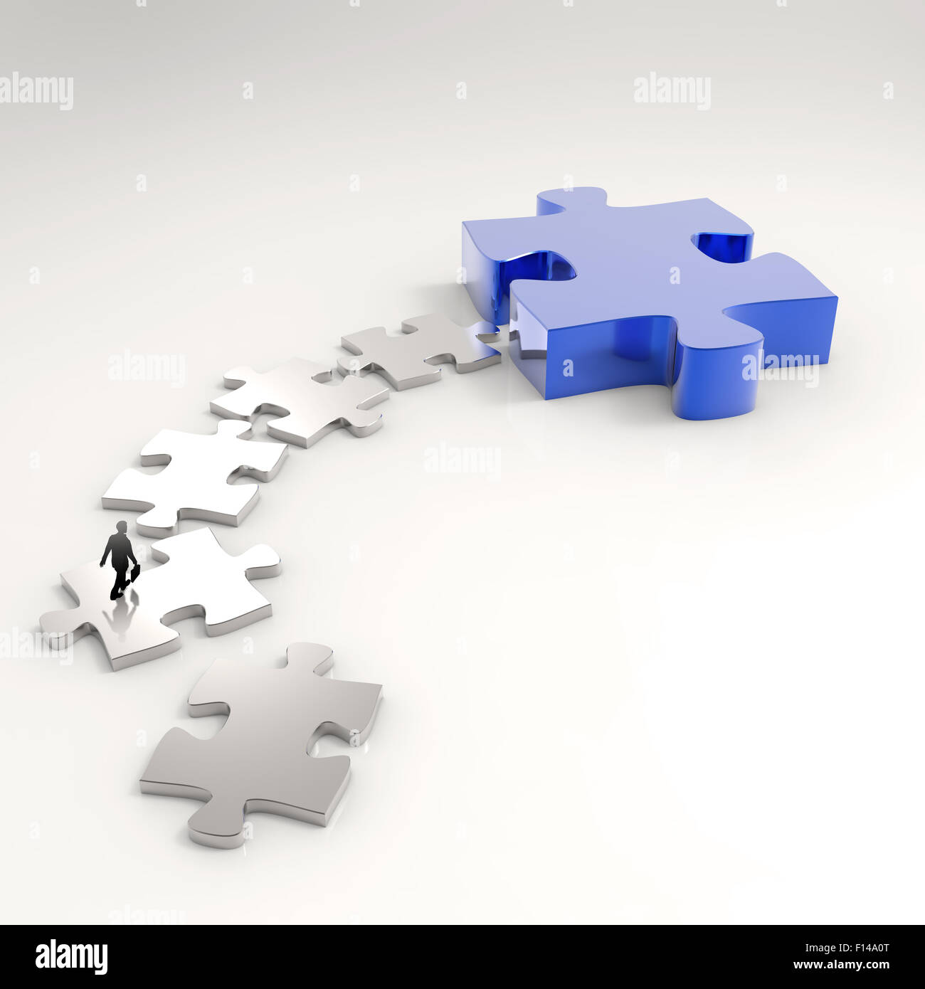 Partnership Puzzle metal 3d and businessman icon as concept Stock Photo ...