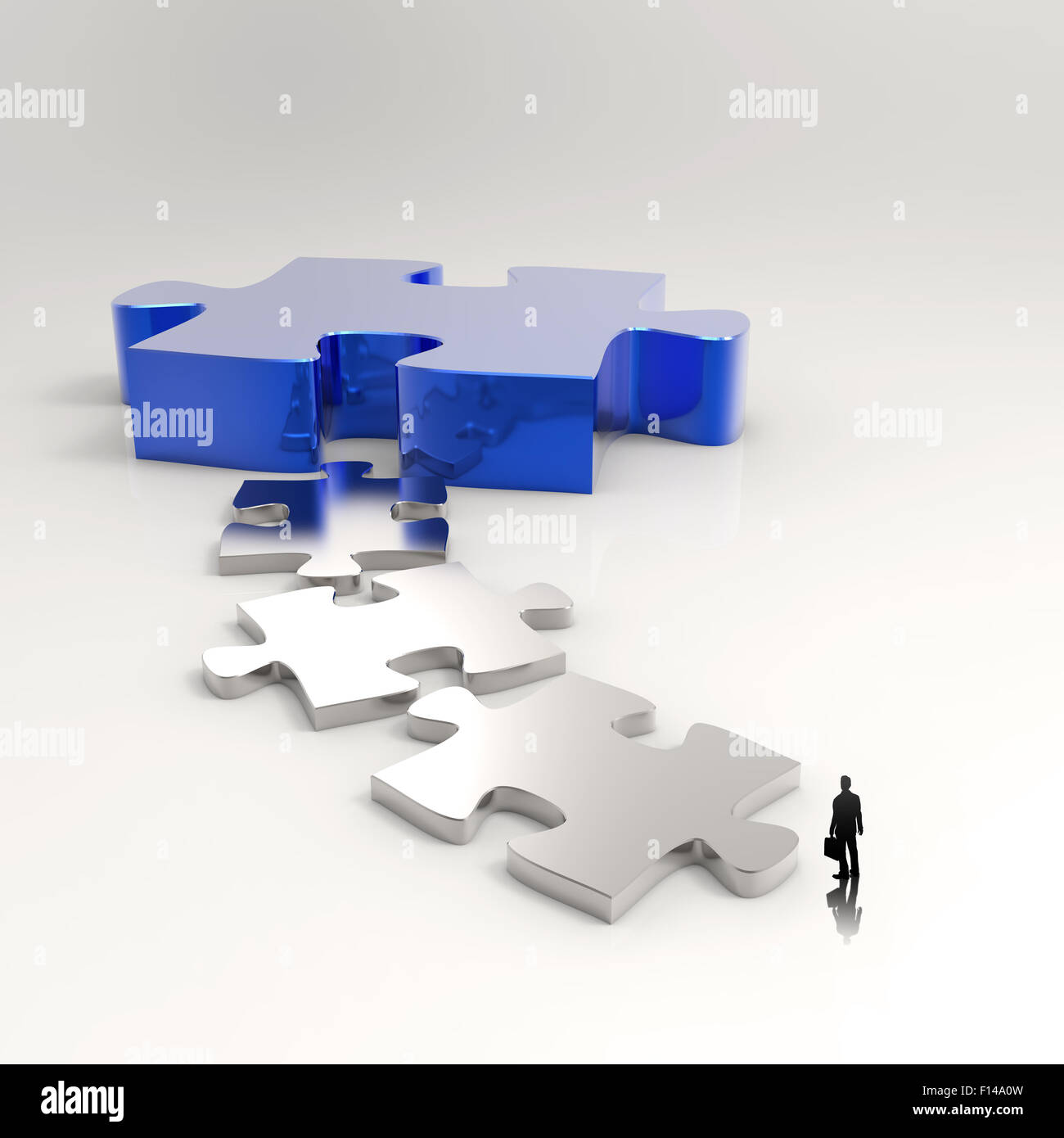 Partnership Puzzle metal 3d and businessman icon as concept Stock Photo ...