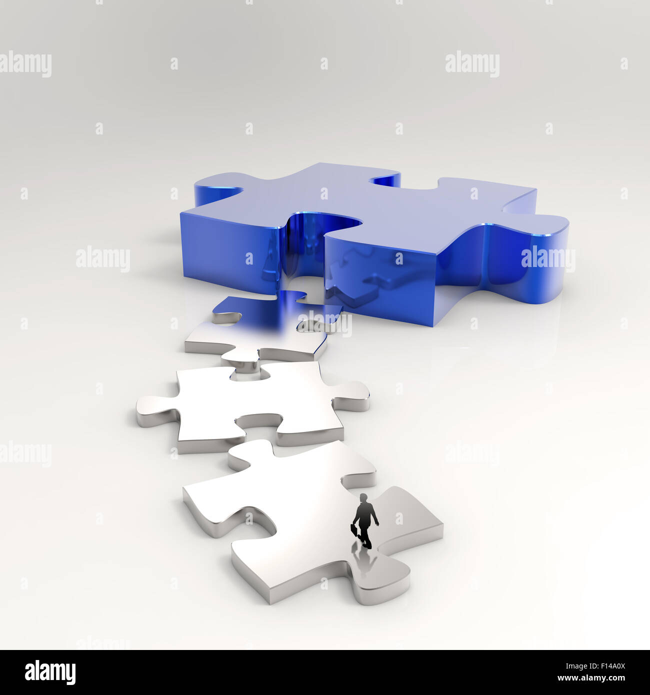 Partnership Puzzle metal 3d and businessman icon as concept Stock Photo ...