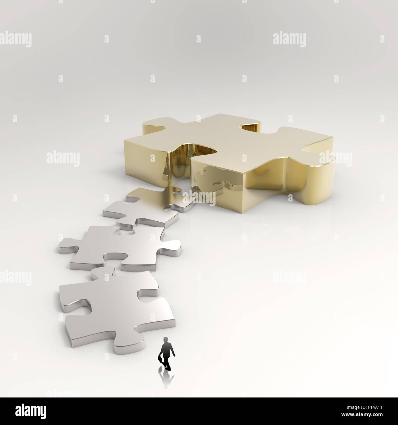 Partnership Puzzle metal 3d and businessman icon as concept Stock Photo ...