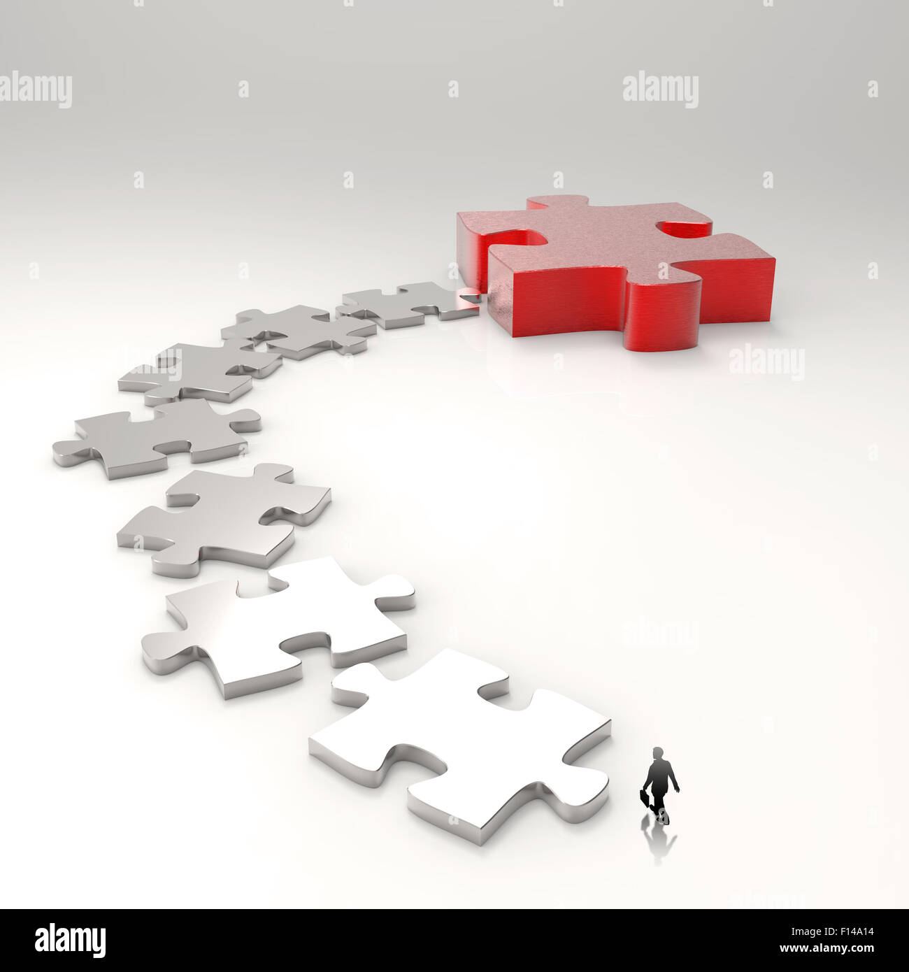 Partnership Puzzle metal 3d and businessman icon as concept Stock Photo ...