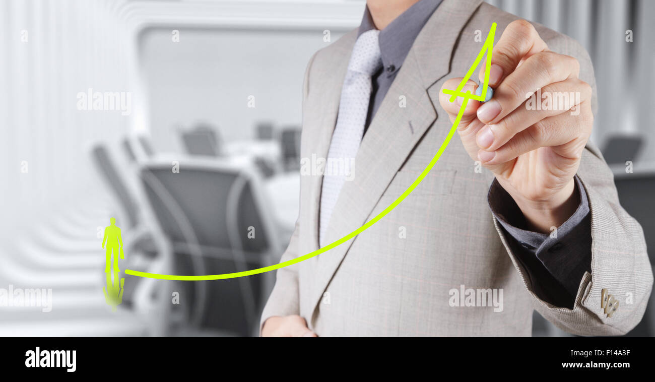 businessman hand working with new modern computer and business strategy ...