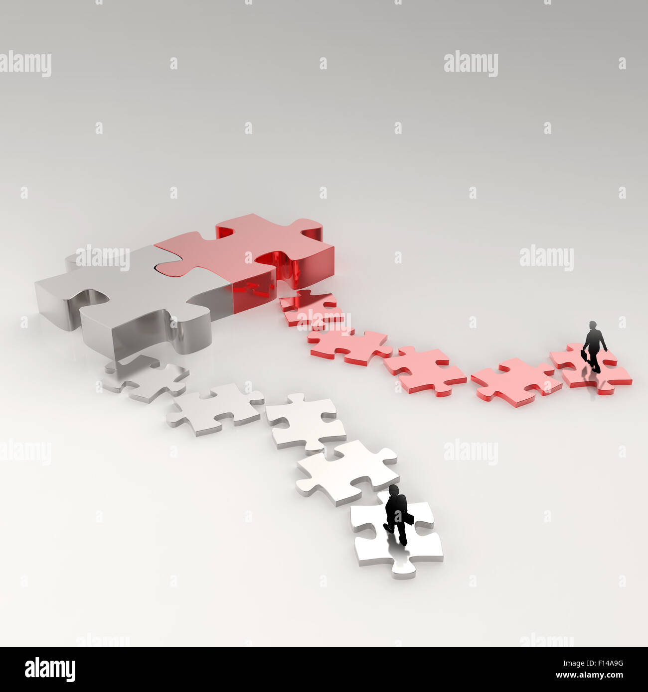 Partnership Puzzle metal 3d and businessman icons as concept Stock ...