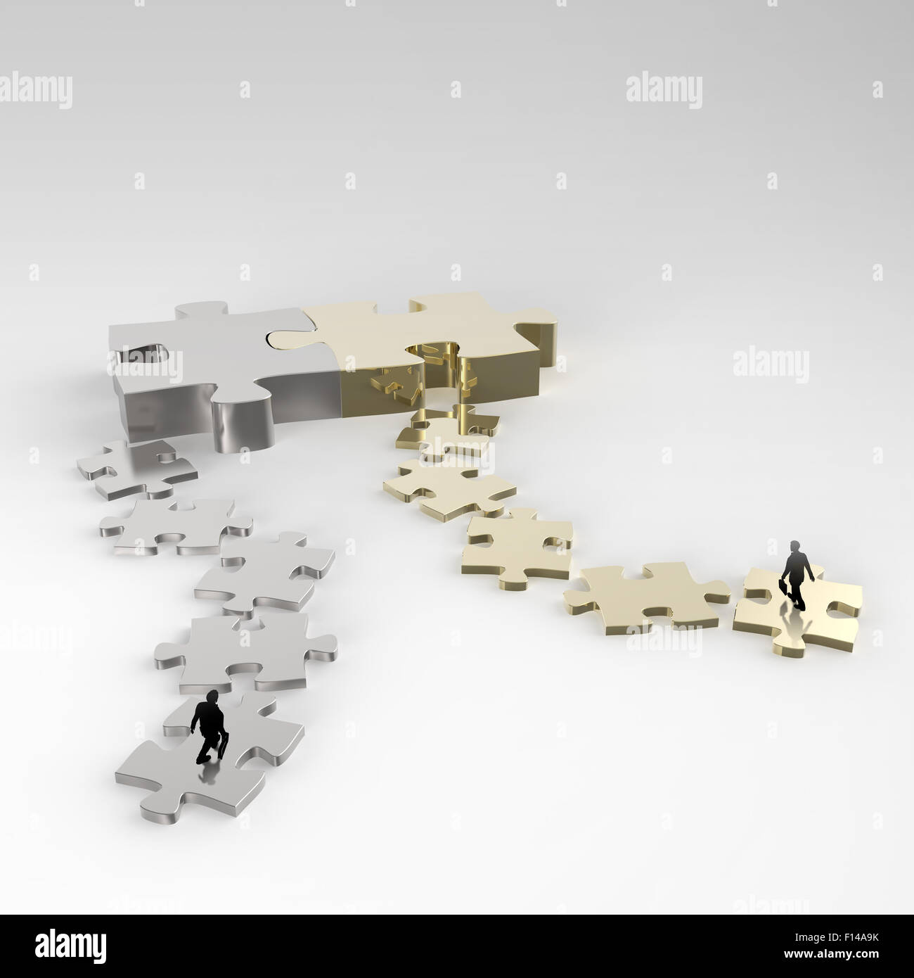 Partnership Puzzle metal 3d and businessman icons as concept Stock ...