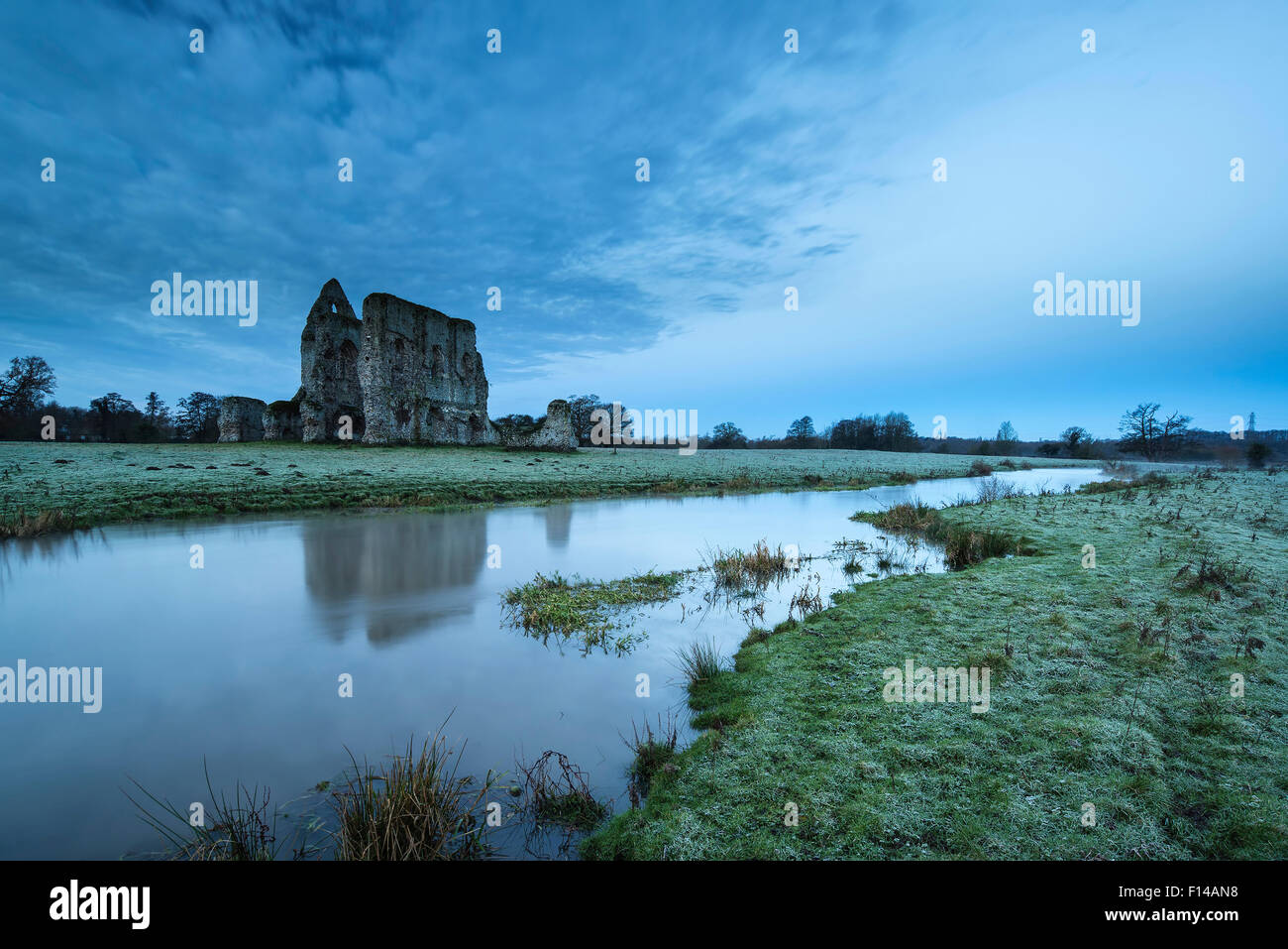 Beautiful dawn landscape of Priory ruins in countryside location Stock ...
