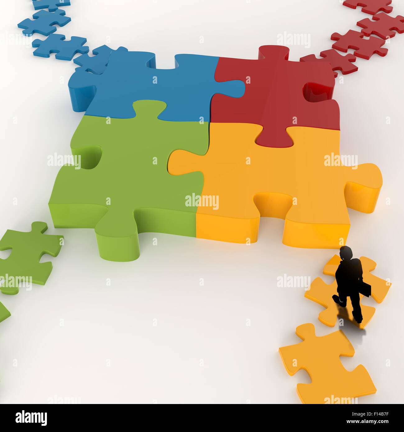 Partnership Puzzle metal 3d and businessman icon as concept Stock Photo ...