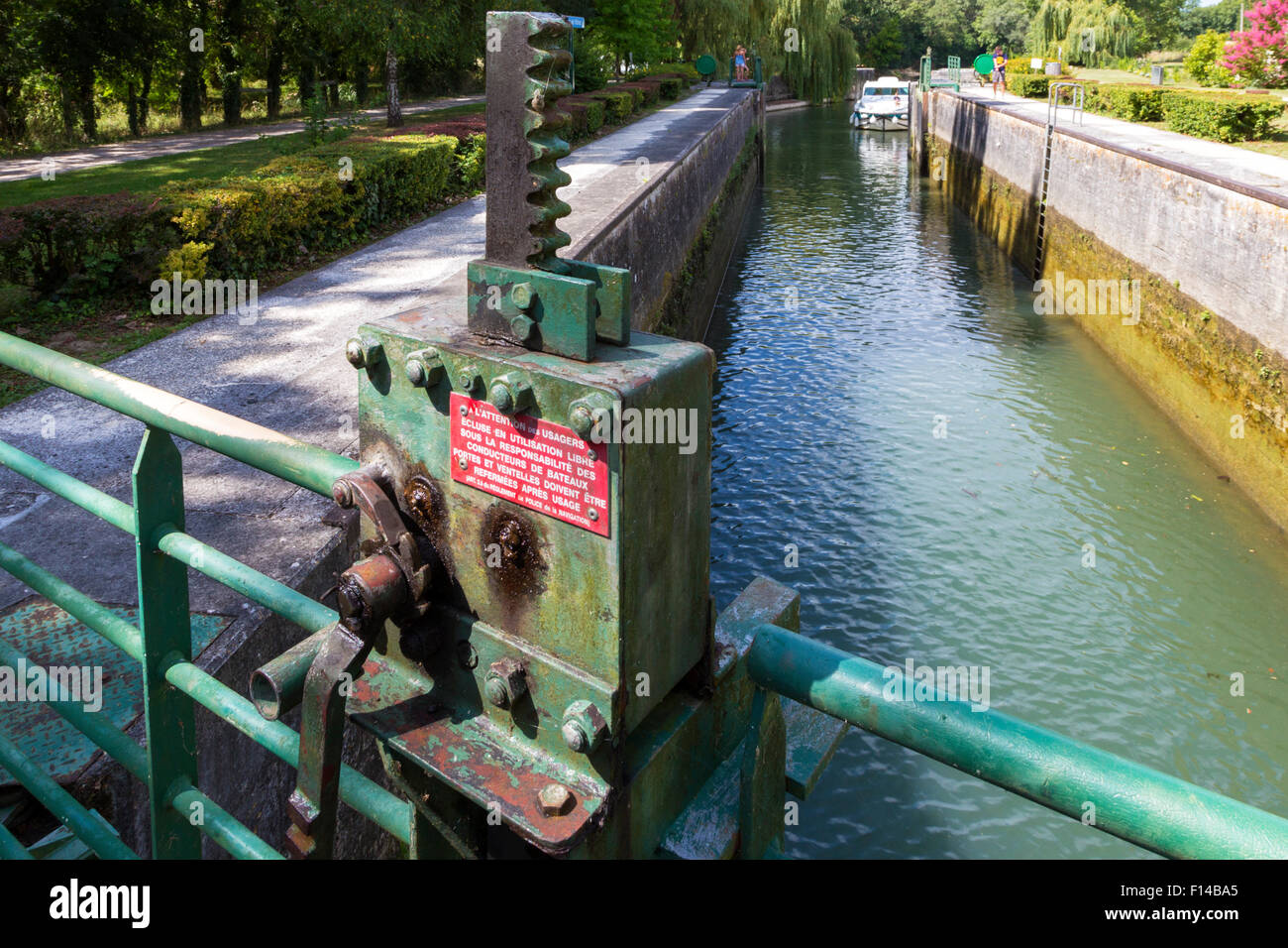 Boat on Canal des Moulins, Vibrac, Charente Maritime, France Stock ...