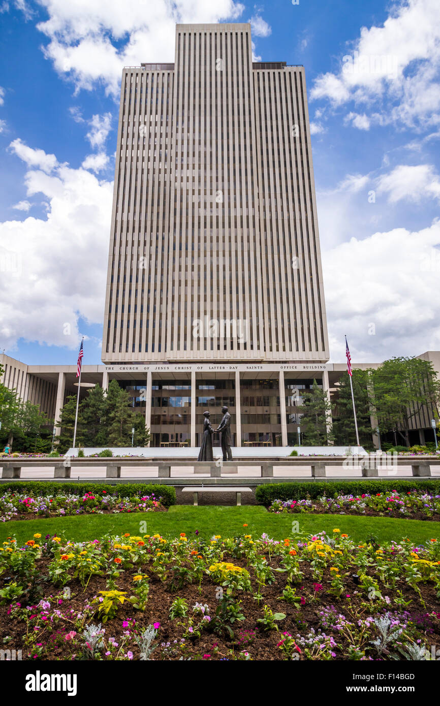 An office building of the Mormon Church in Salt Lake City, Utah, USA ...