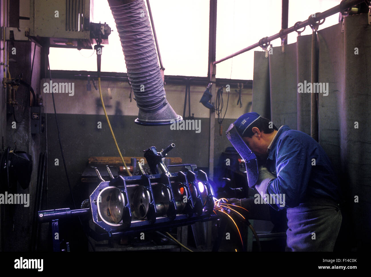 Car body assembly and fabrication at the Ferrari factory in Maranello ...