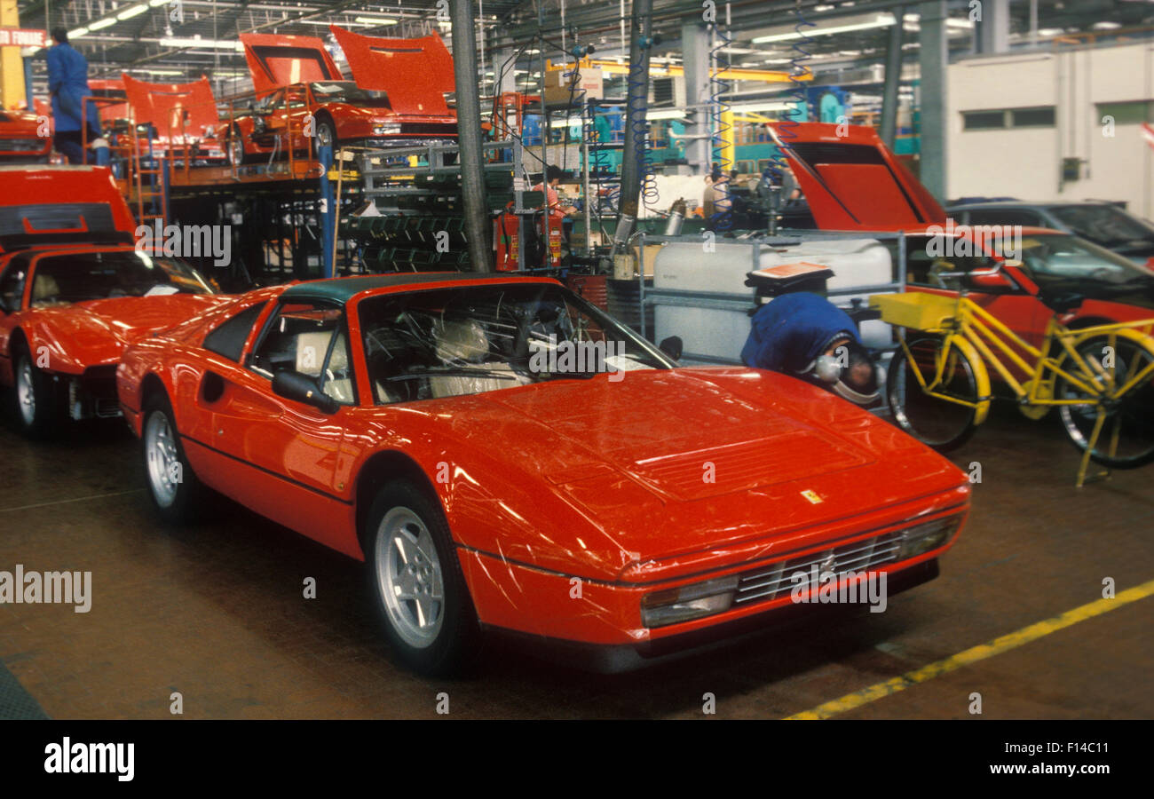 The Ferrari production line at the Maranello Factory in Italy 1987 ...