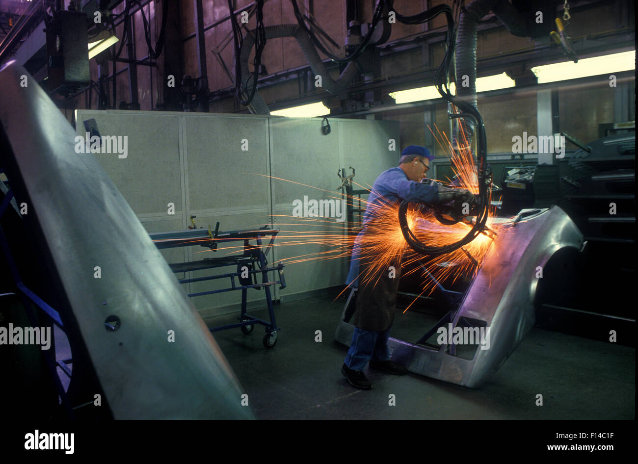 Car body assembly and fabrication at the Ferrari factory in Maranello ...