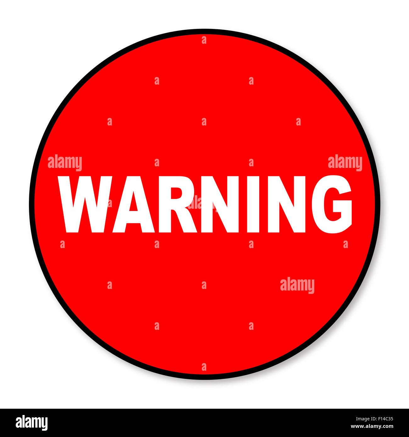 A red circular warning sign isolated over a white background Stock ...