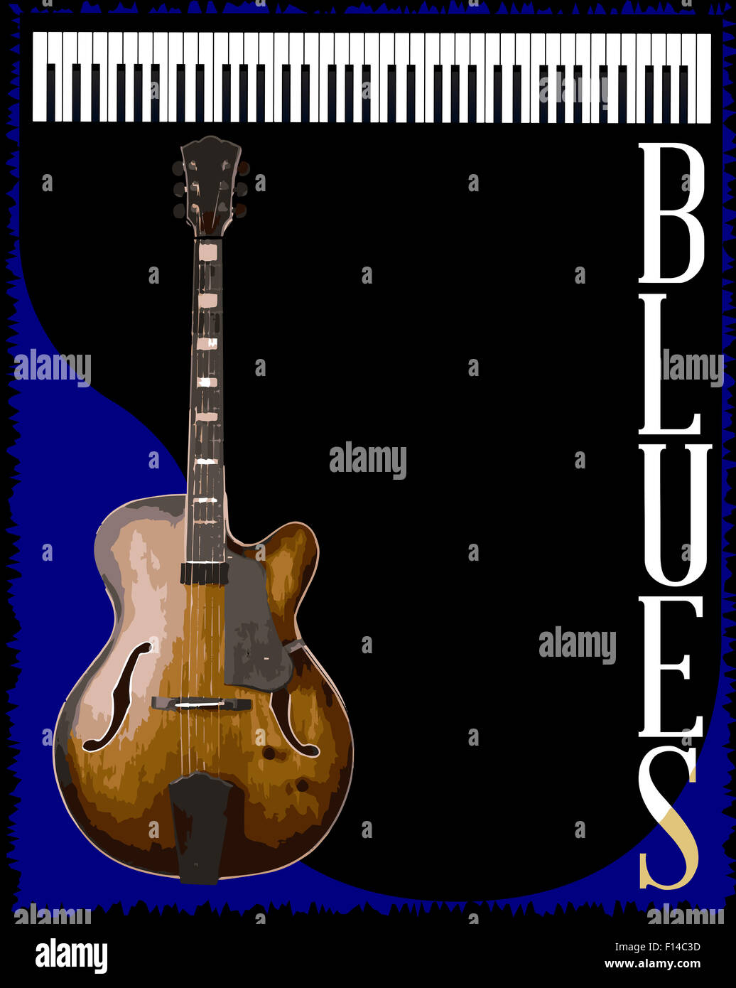 A guitar and piano blues music style background for a poster Stock ...