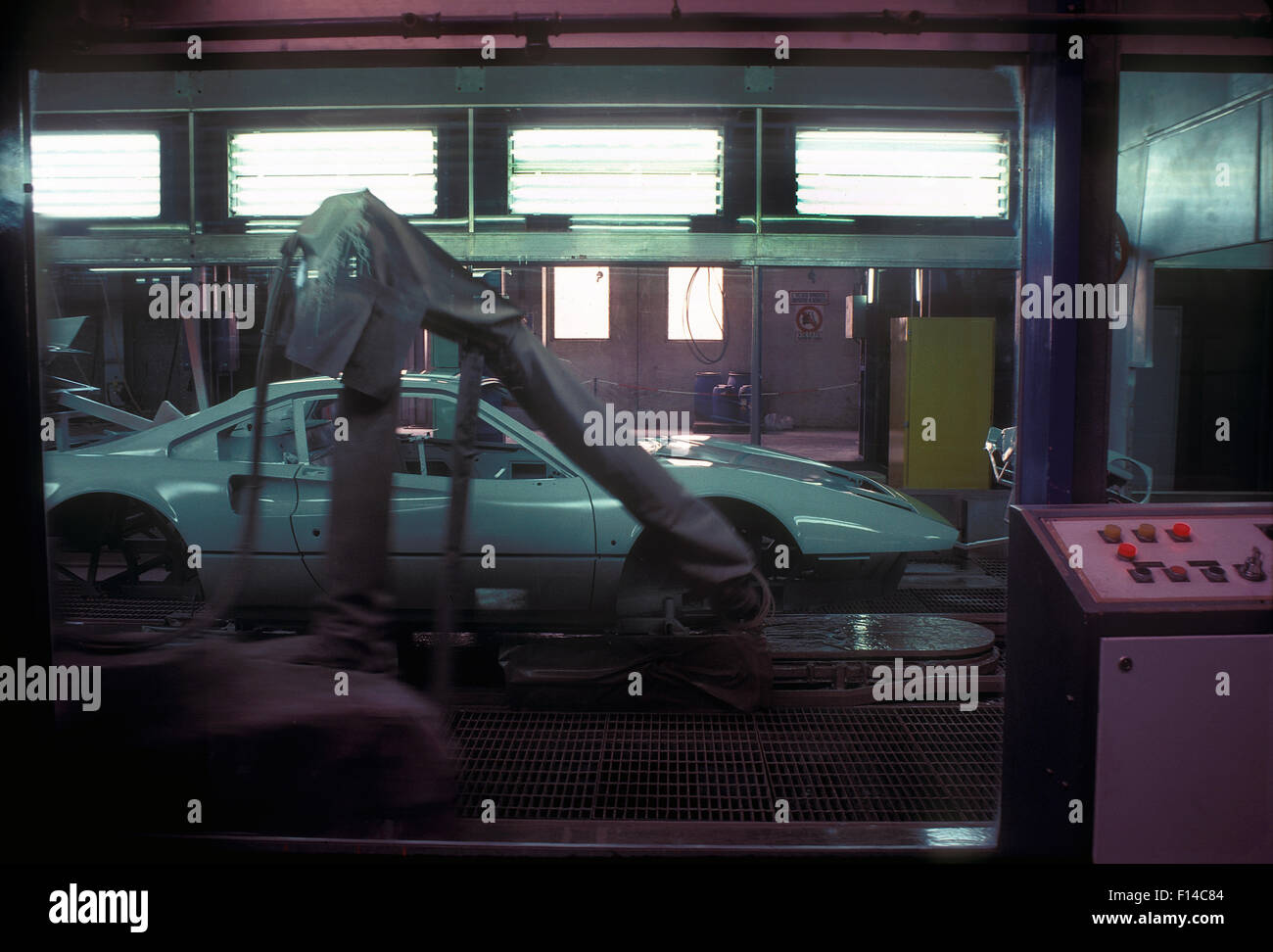 The paint shop in the Ferrari factory at Maranello Italy 1987 Stock ...