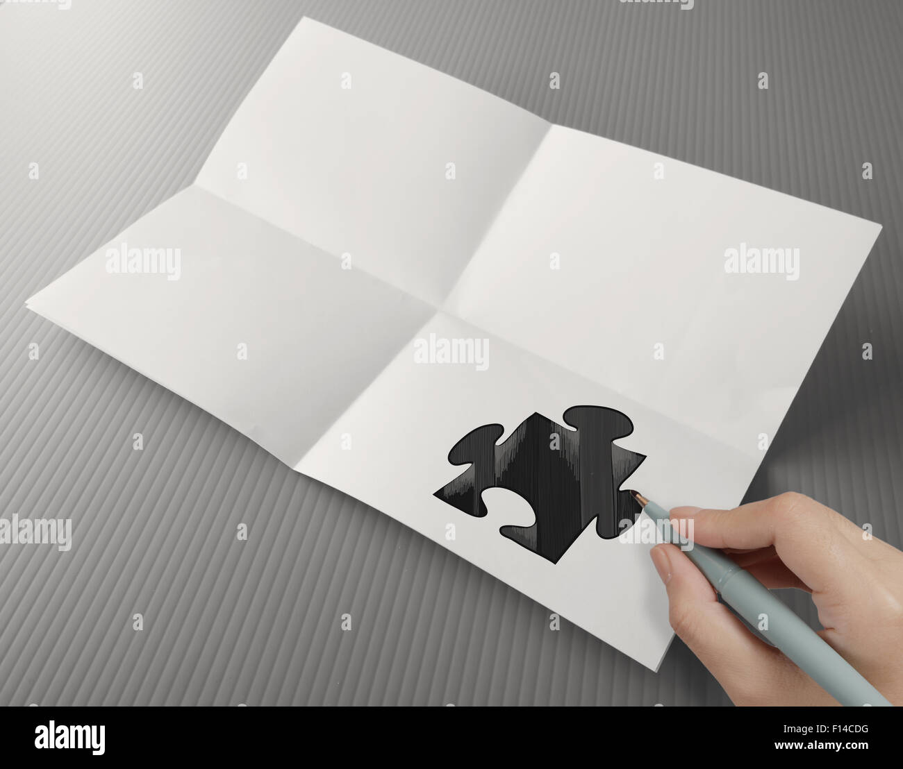 Hand drawing Partnership Puzzleon crumpled paper as concept Stock Photo ...