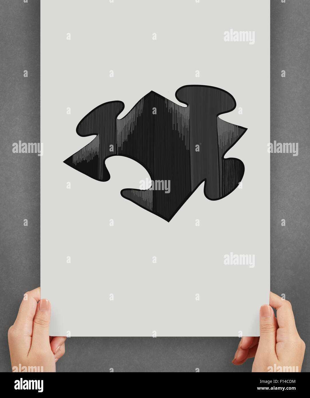 hand drawn puzzle sign on paper poster as partnership concept Stock ...