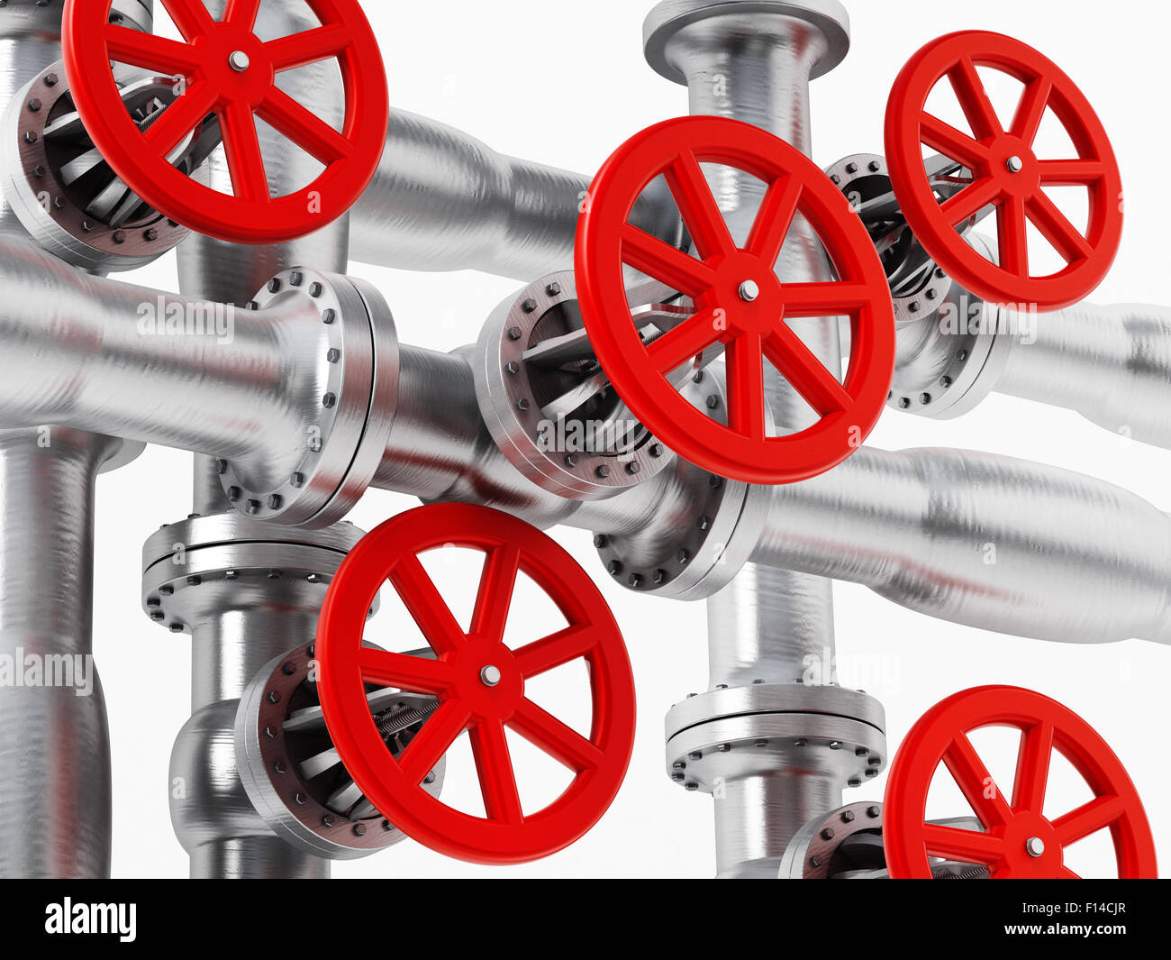 Red valve on metal pipe isolated on white background Stock Photo - Alamy