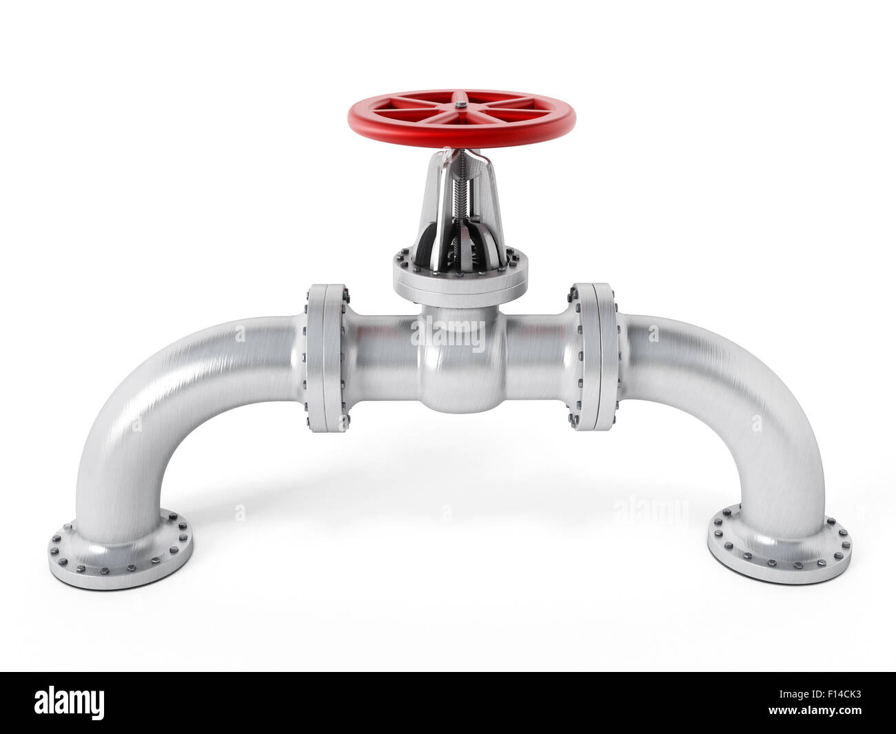 Red valve on metal pipe isolated on white background Stock Photo - Alamy