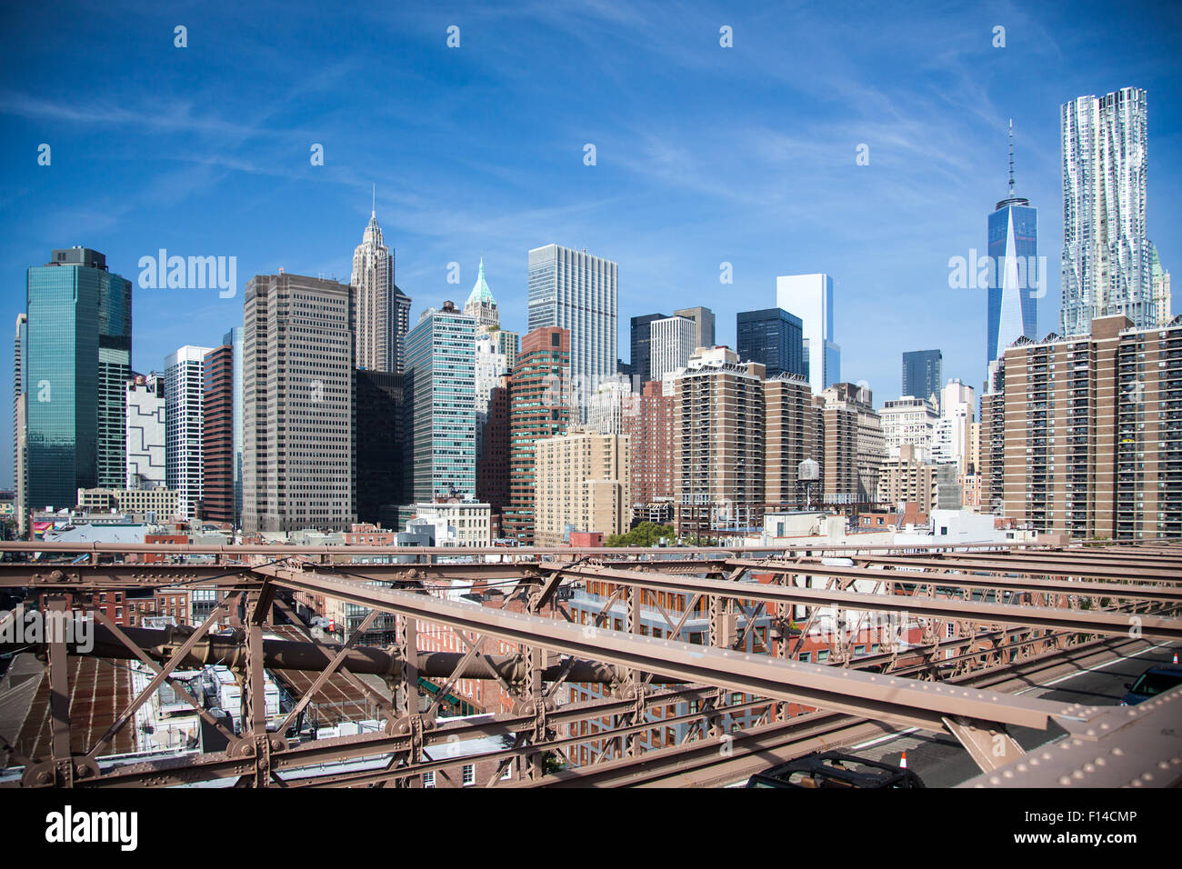 Downtown Manhattan seen from Brooklyn Bridge Stock Photo - Alamy