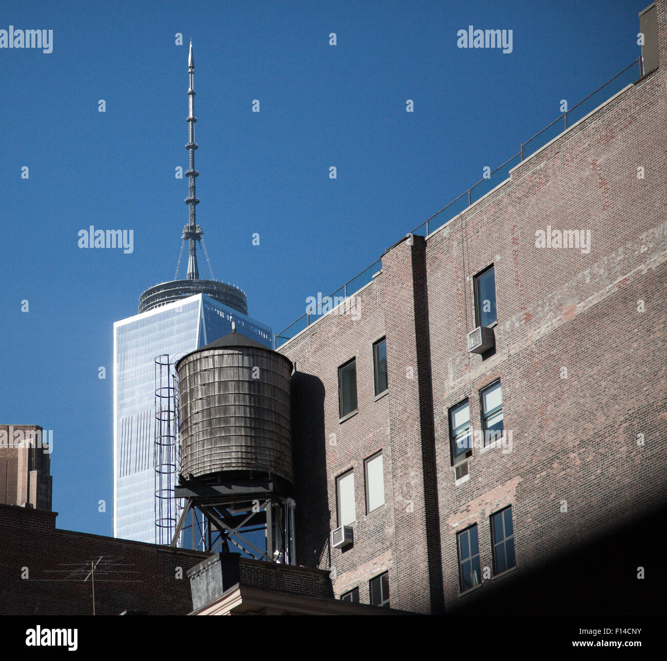 Generic architecture of Manhattan with World Trade Center in the back ...