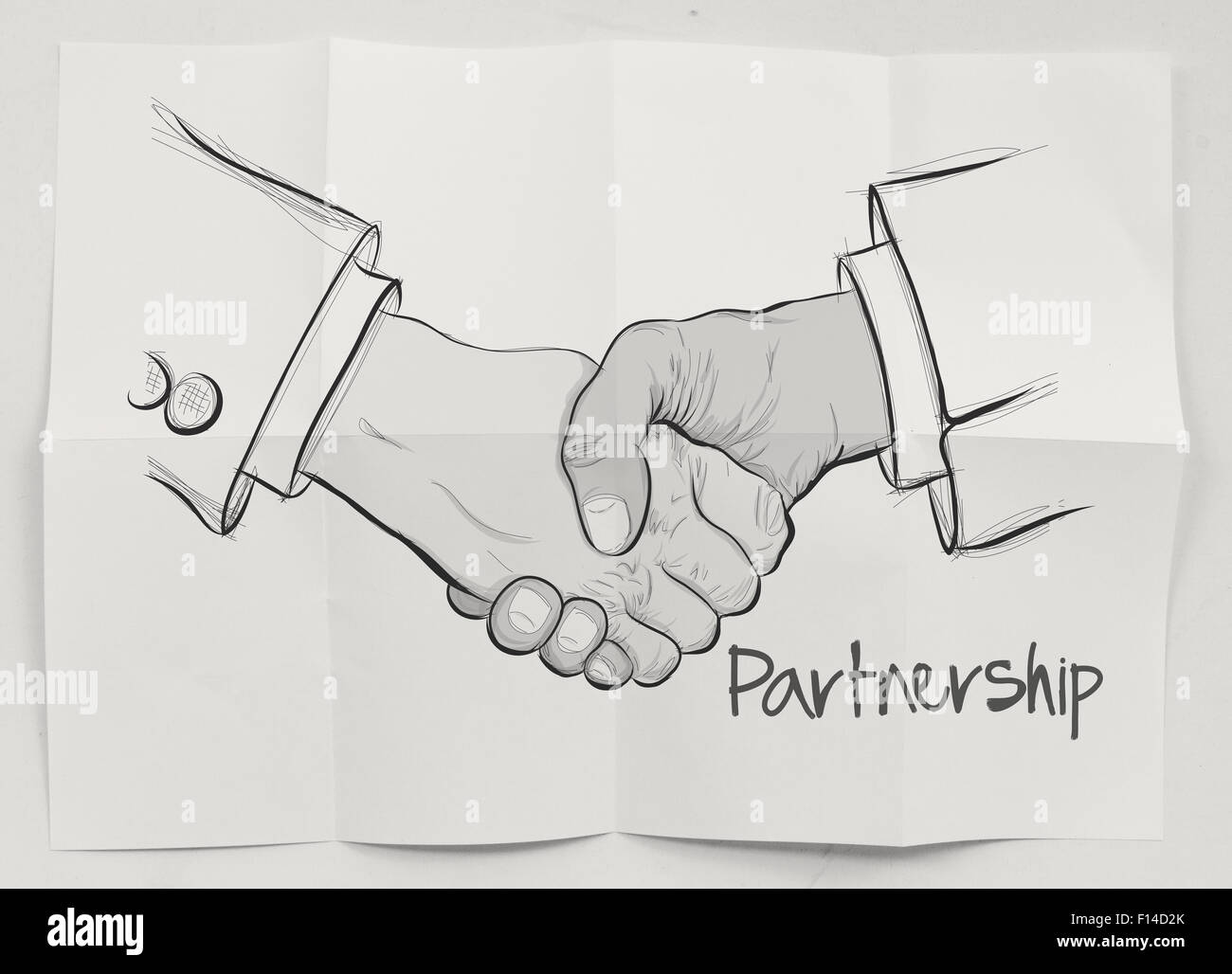hand drawn handshake sign as partnership business concept Stock Photo ...