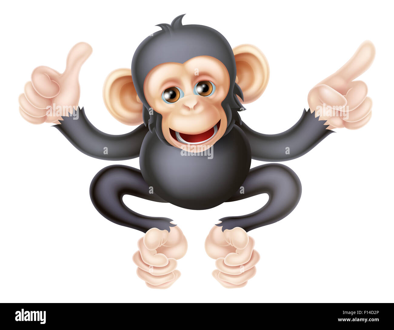 Cartoon chimp monkey like character mascot giving a thumbs up and ...