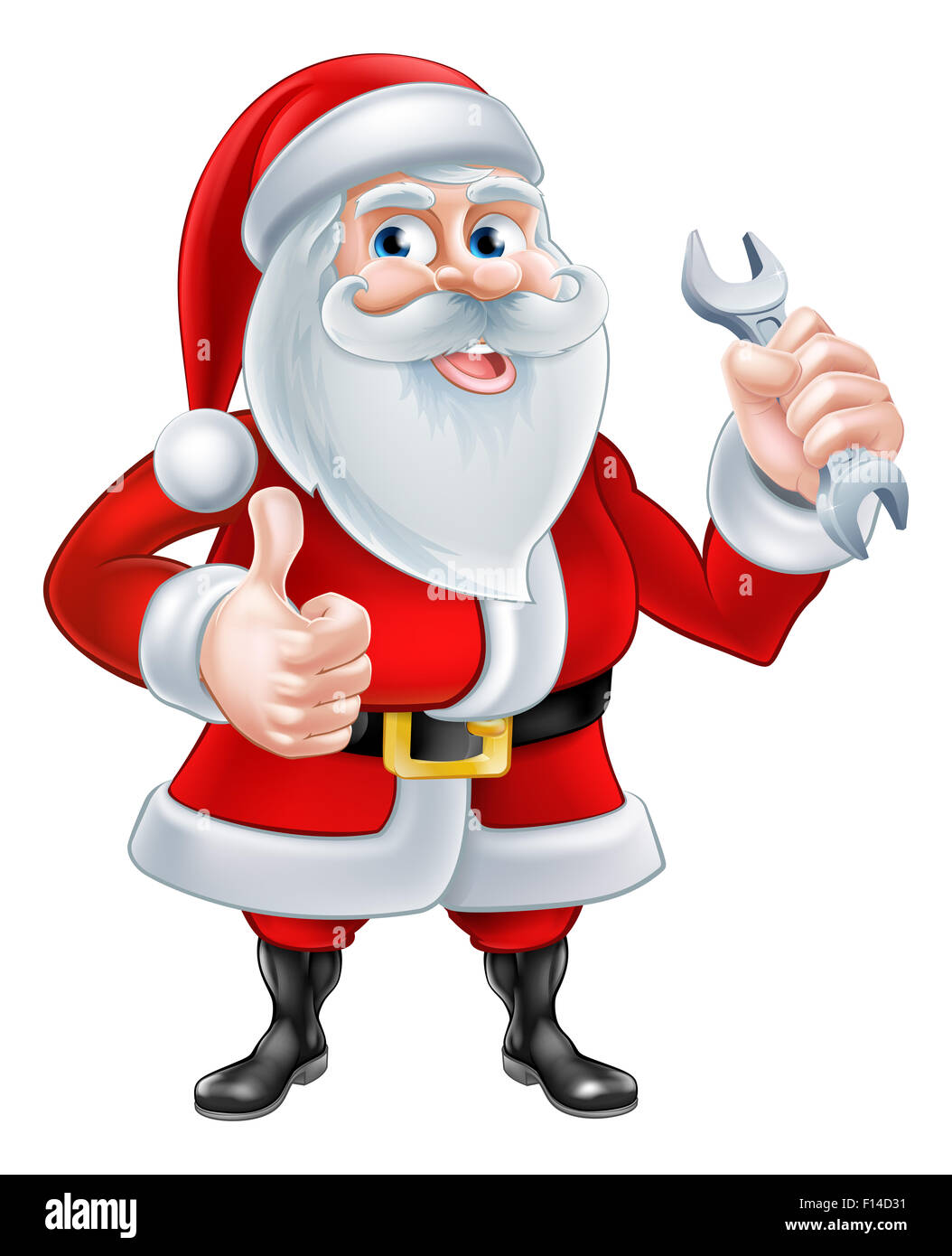 A Christmas cartoon illustration of Santa Claus holding a soanner Stock ...