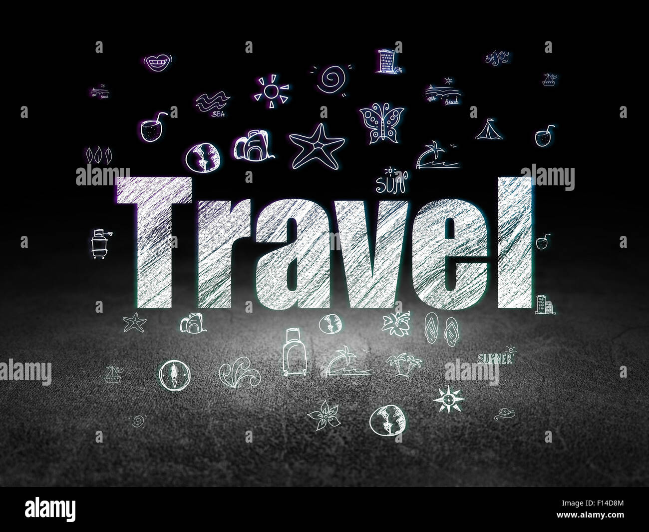 Vacation concept: Travel in grunge dark room Stock Photo - Alamy