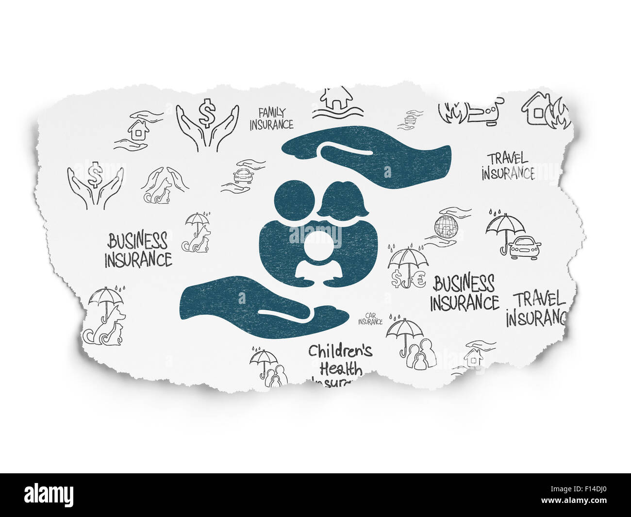 Insurance concept: Family Insurance on Torn Paper background Stock ...