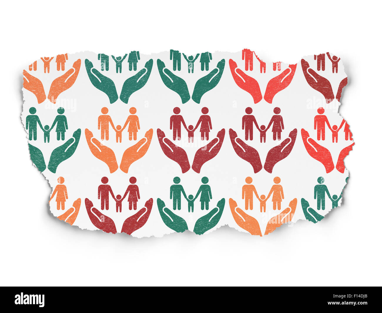 Insurance concept: Family Insurance icons on Torn Paper background ...
