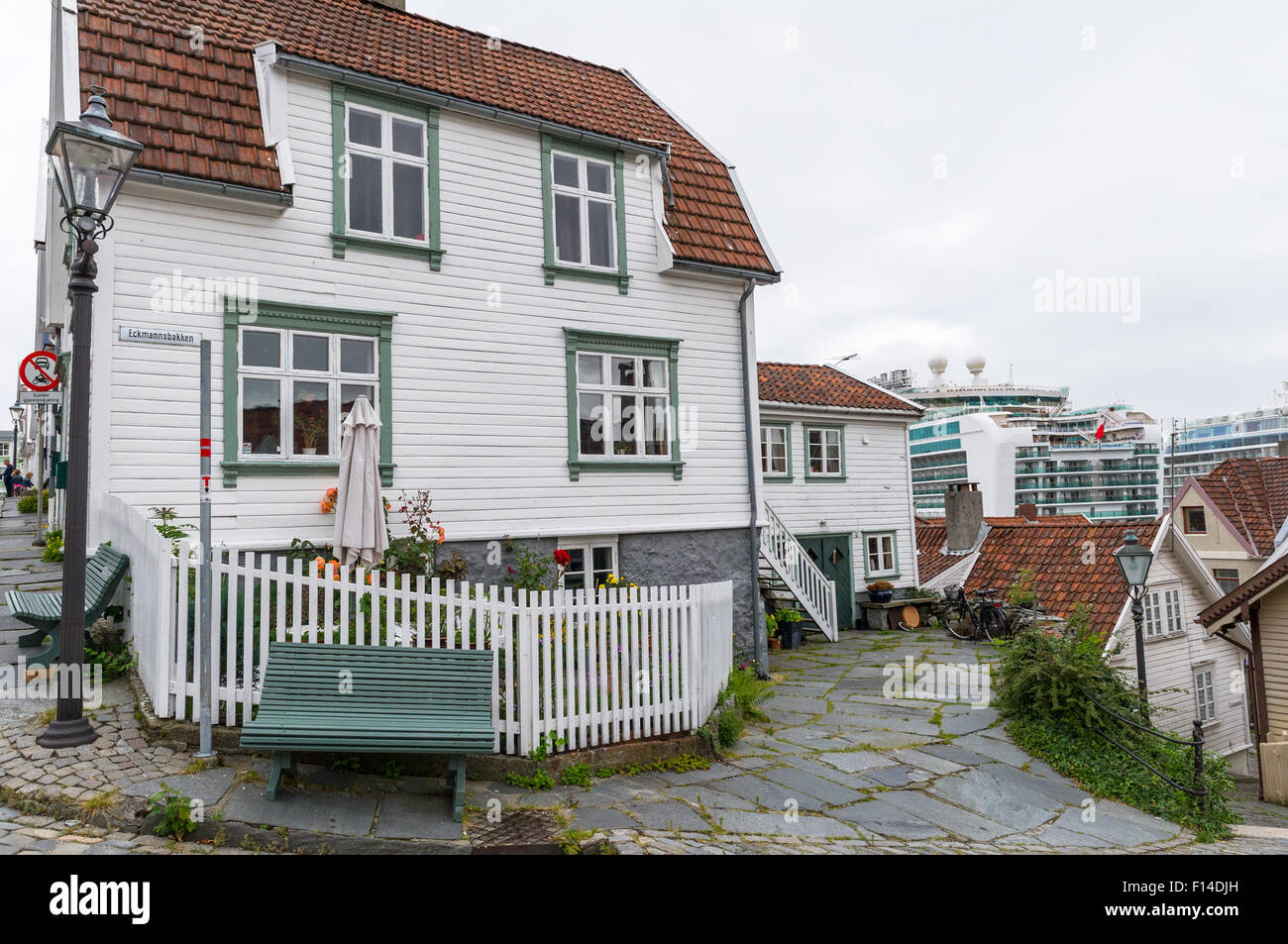 Traditional Norwegian timber built housing in the old sector or ...