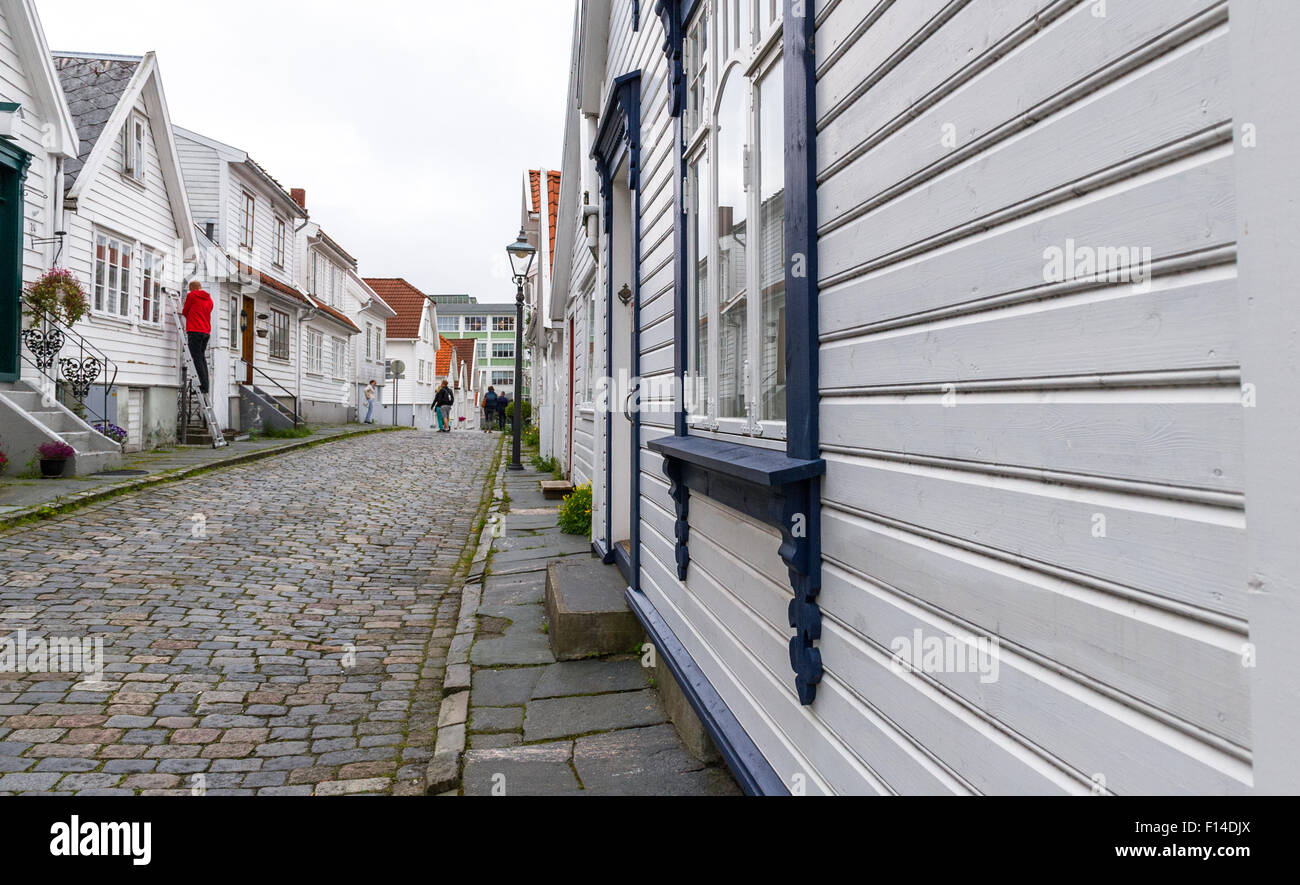Traditional Norwegian timber built housing in the old sector or ...