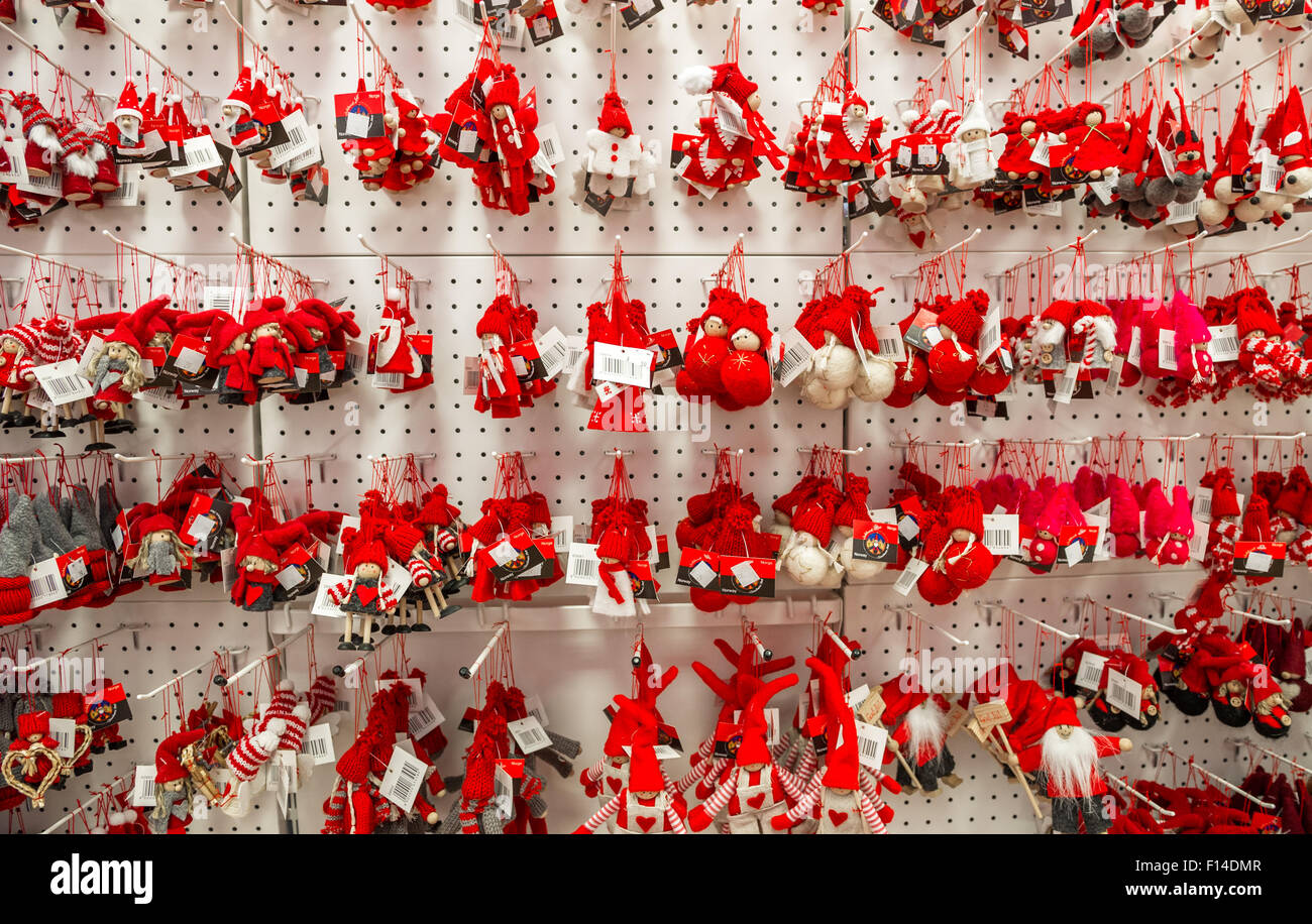 Christmas tree decorations in a shop display Stock Photo - Alamy