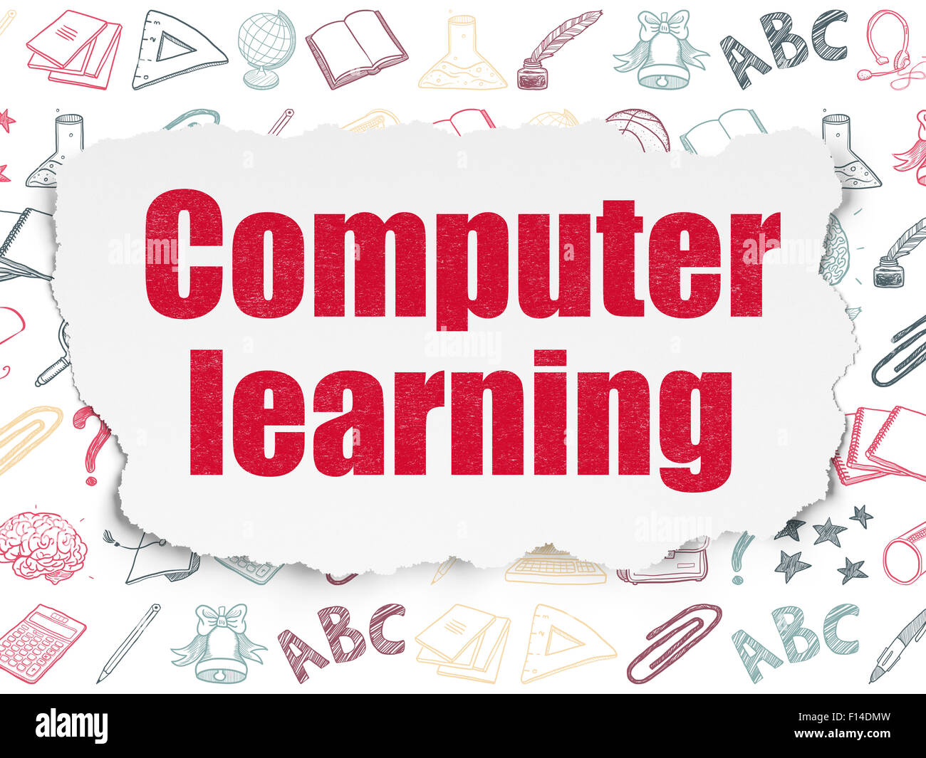 Education concept: Computer Learning on Torn Paper background Stock ...