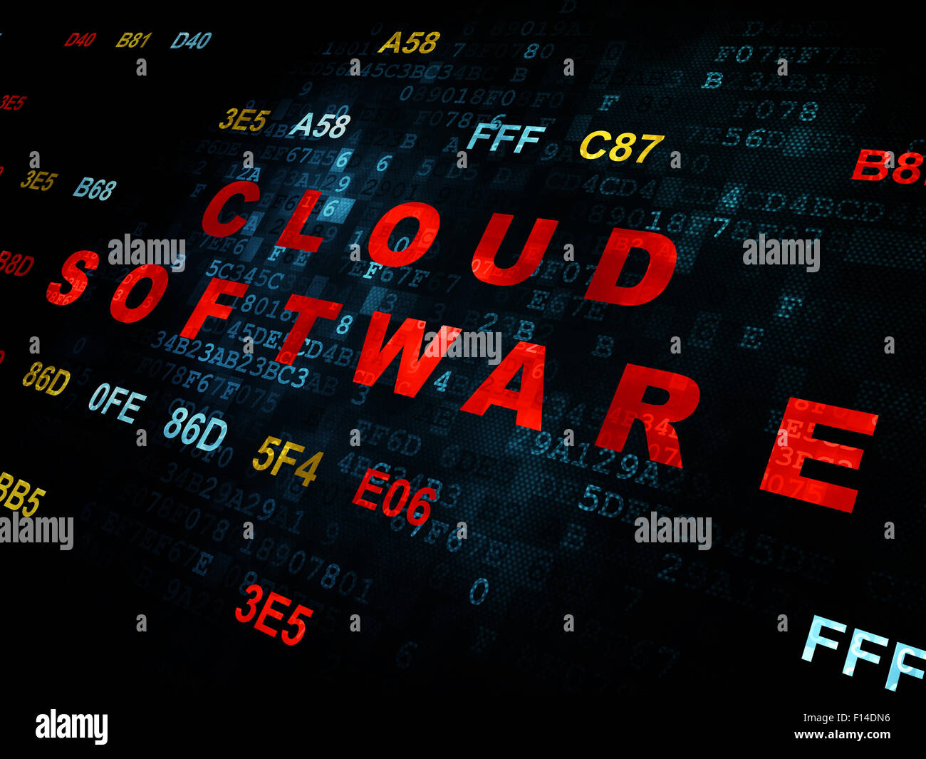 Cloud computing concept: Cloud Software on Digital background Stock ...